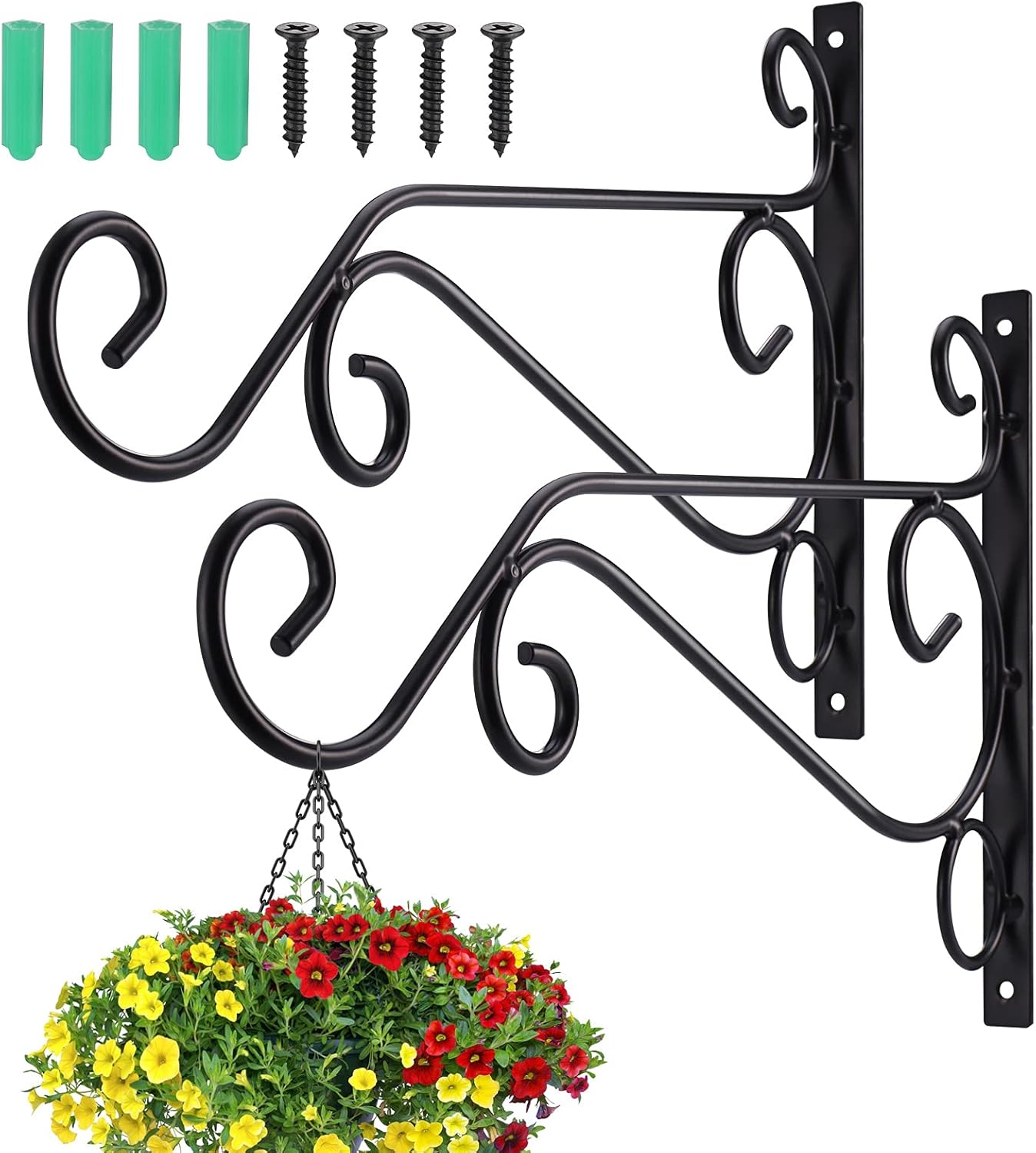 Pcs Wrought Iron Hanging Plant Hooks Sturdy and Elegant Balcony Garden ...