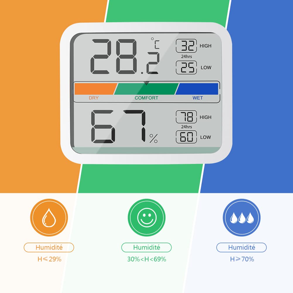 Termometro digitale per interni, igrometro, monitor di temperatura e ...