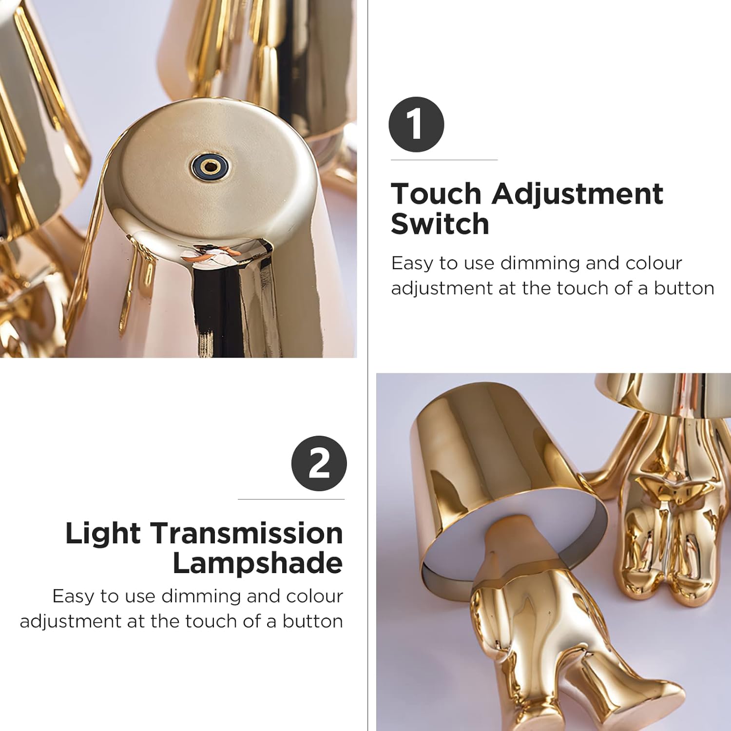 Little Golden Man Led Table Lamps Touch Control Dimmable Lamp Bar Night ...