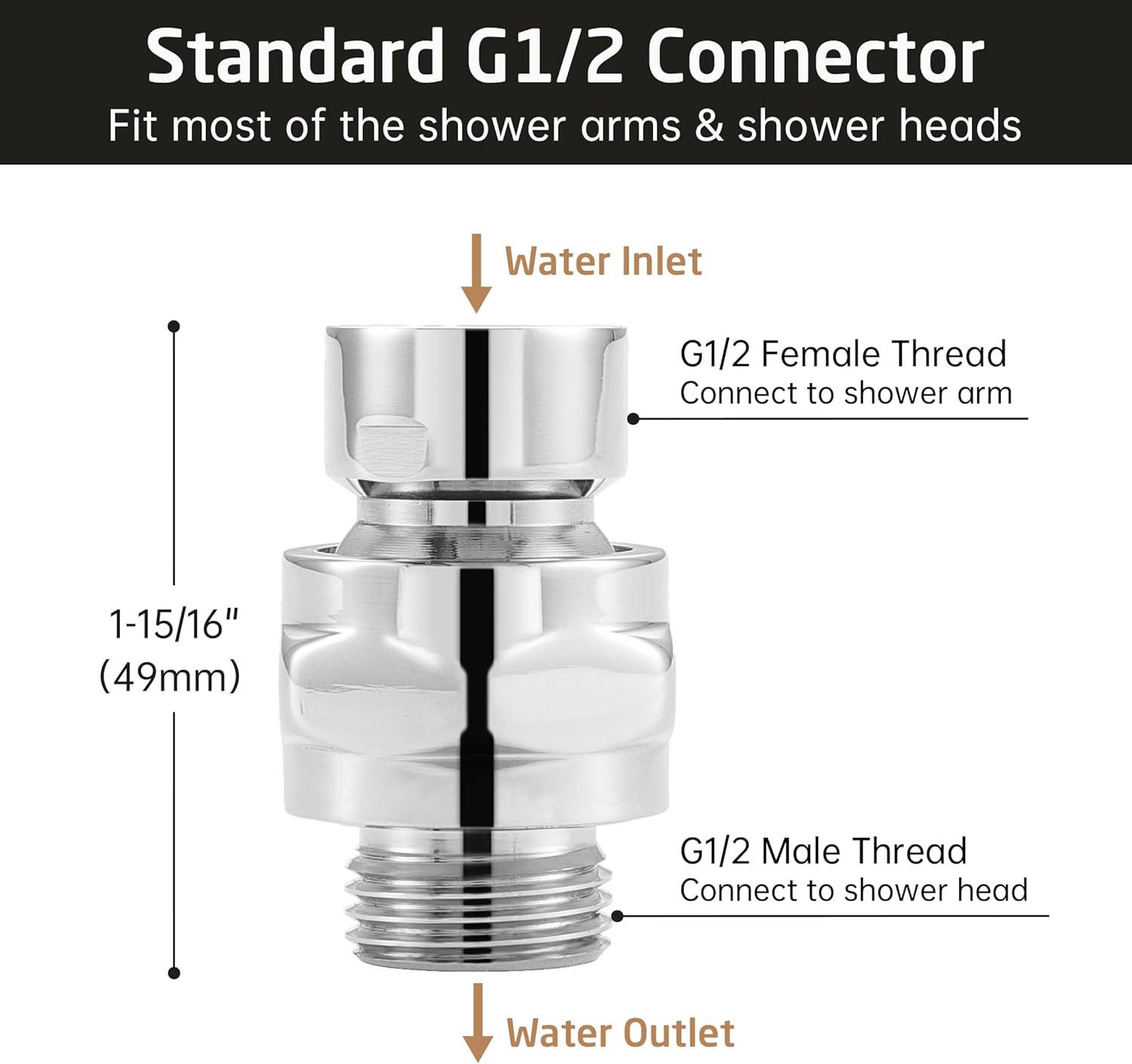 Shower Connector Ball Joint Shower Head Swivel Ball Adapter Brass ...