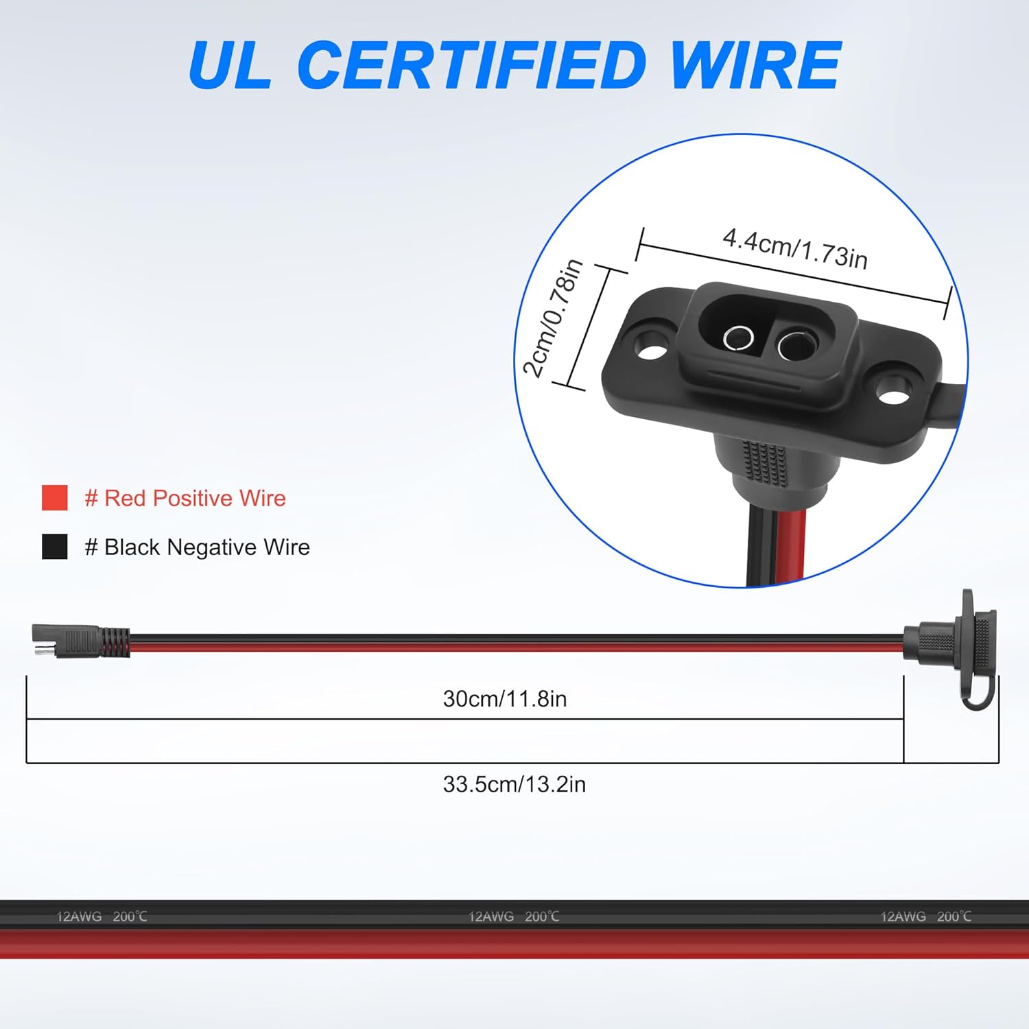 Quick connector adapter, 12 AWG extension cord, side power port ...