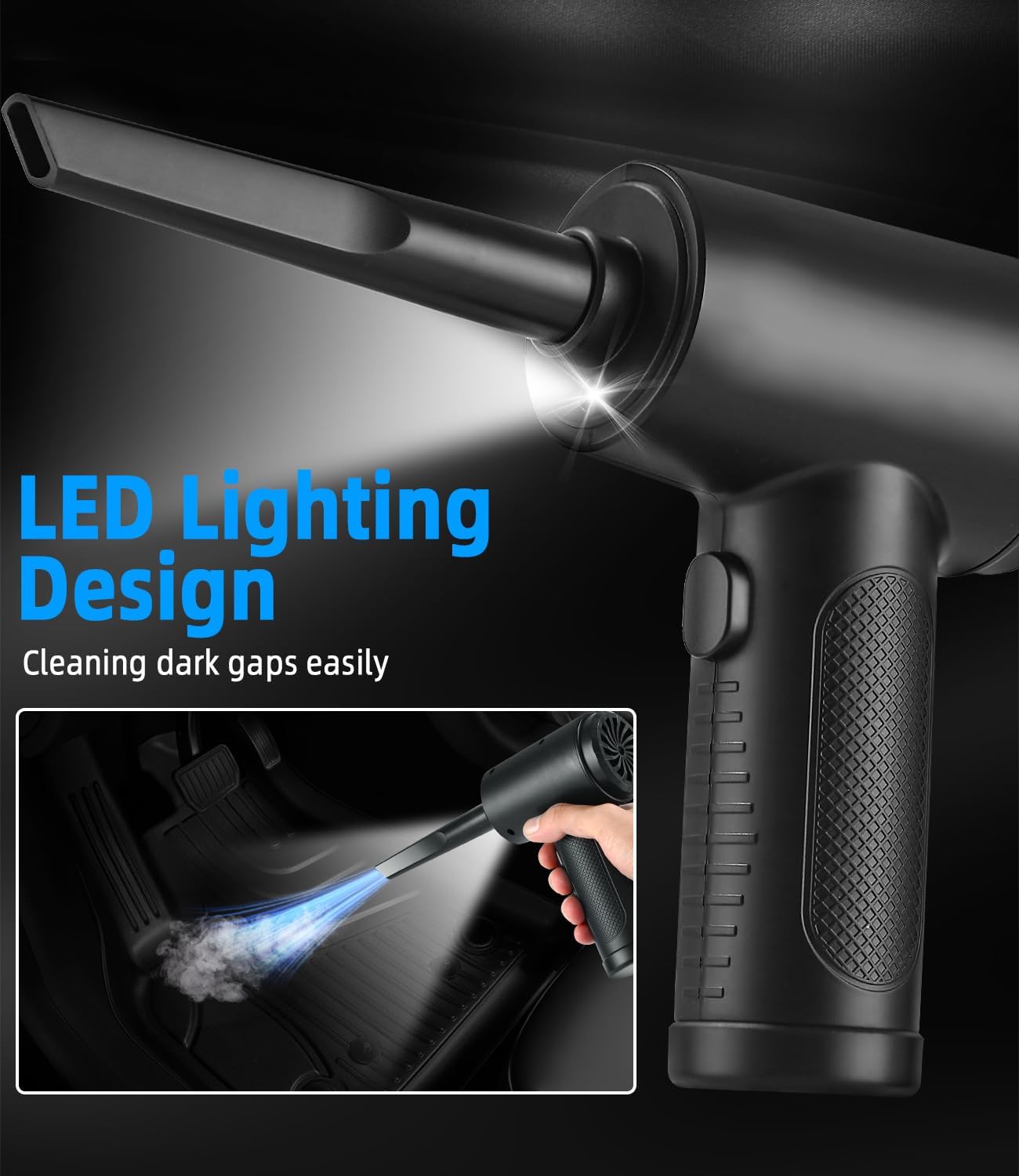 Compressed Air Blower 3 Speeds PC Blower - Car Blower 6000 mAh Battery ...