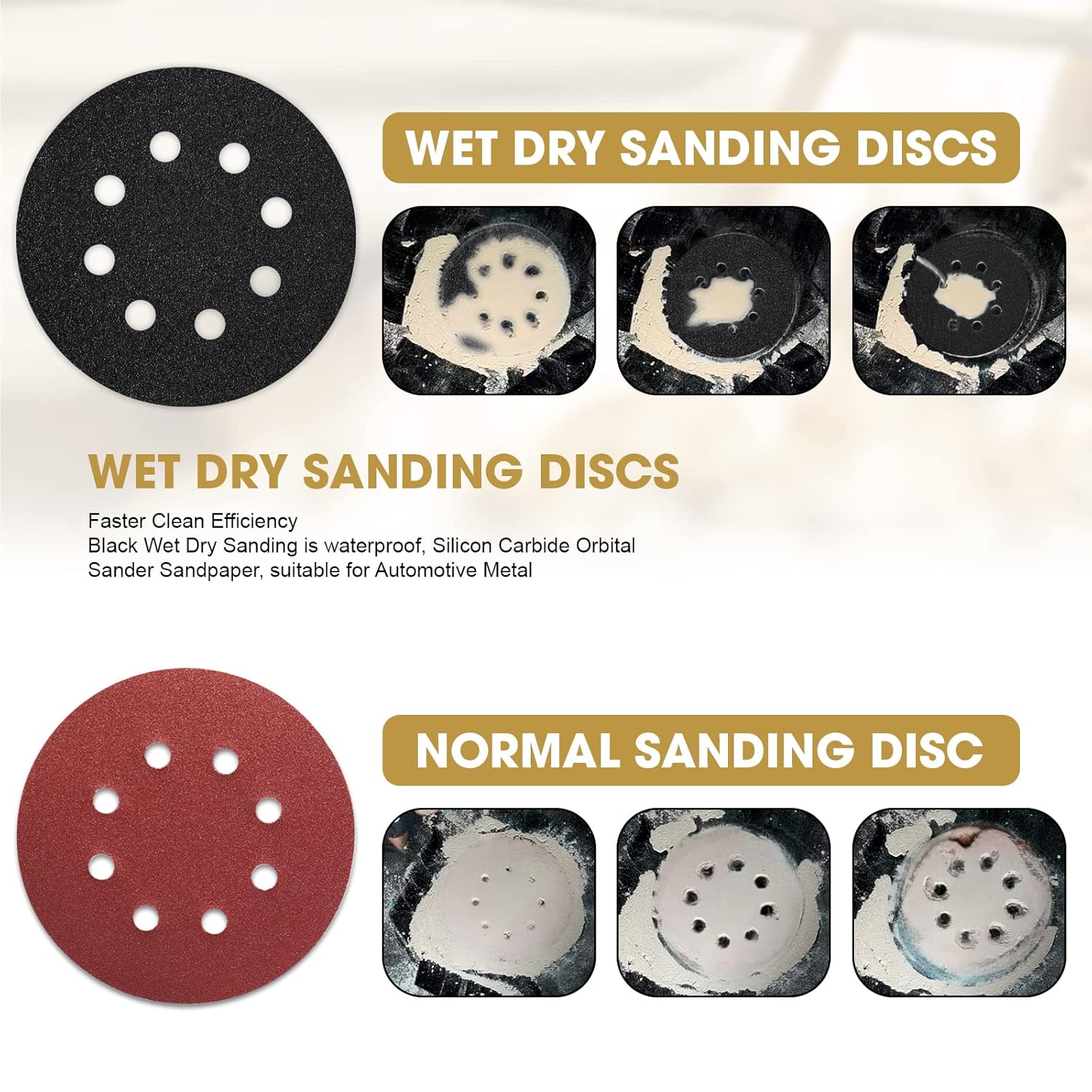 Black 50 Pcs 80 Grit Silicon Carbide Sanding Discs 8 Holes Round Random ...