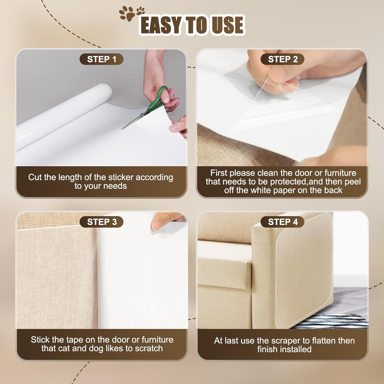 Scratch protection for sofa, 30 x 500 cm, transparent sticker for ...