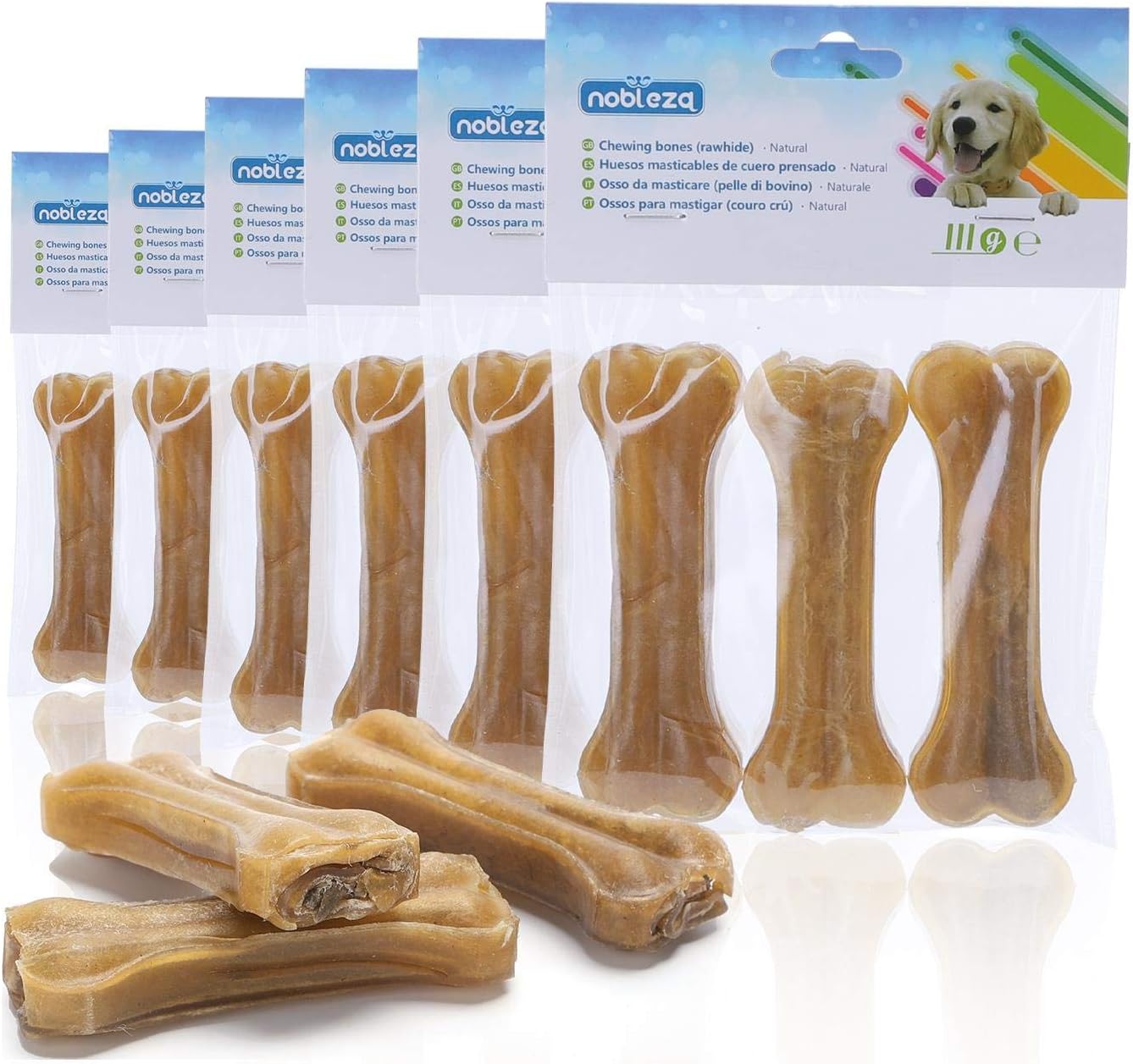 Ulisem Os à mâcher pour chien, 10 cm x 18 pièces, os en peau de bœuf ...