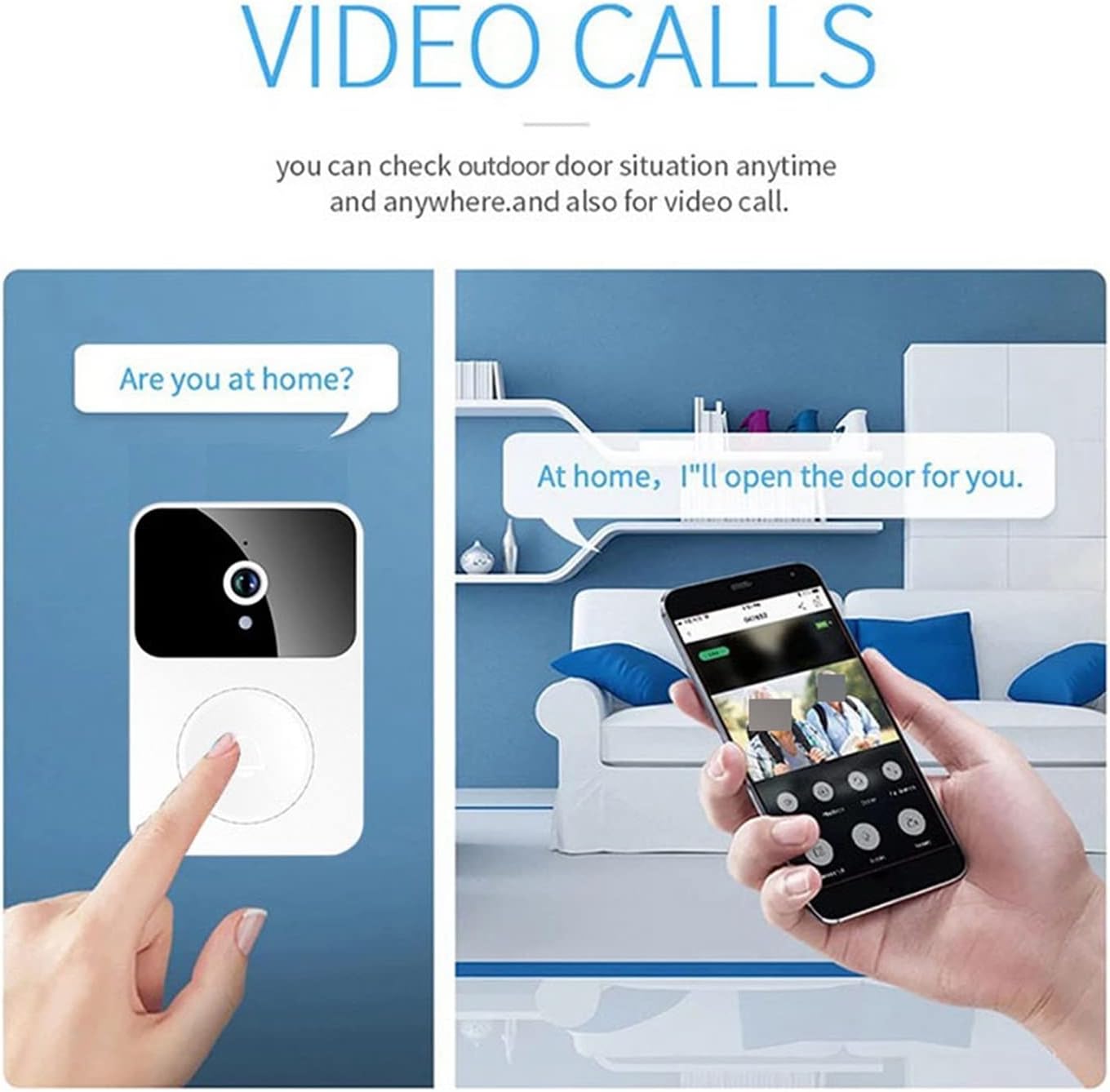 ZVD Sonnette Sans Fil Connectée Avec Caméra De Surveillance, Wifi Smart ...