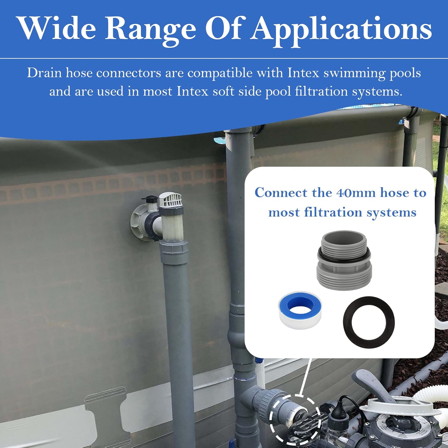 4560 Pool Hose Conversion Kit, compatible with Intex pool filter pump ...