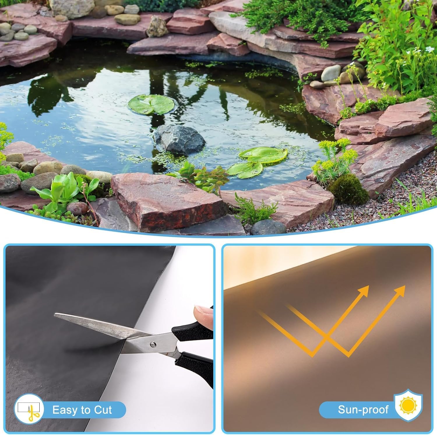 Durable HDPE Pond Liner for Outdoor Ponds, Preformed Pond Liner, Garden ...
