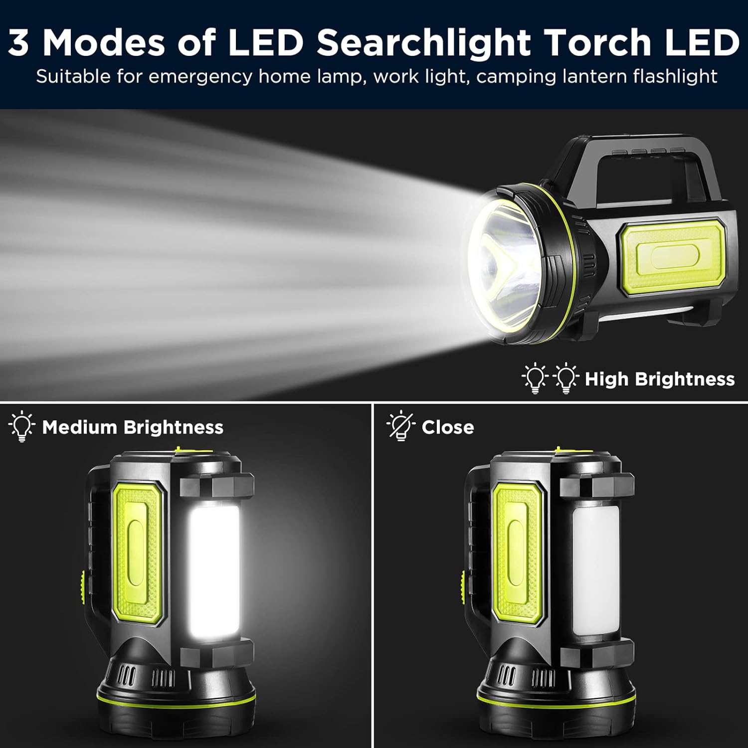 Torcia LED ultra potente ricaricabile tramite USB da 5000 mAh con luce ...