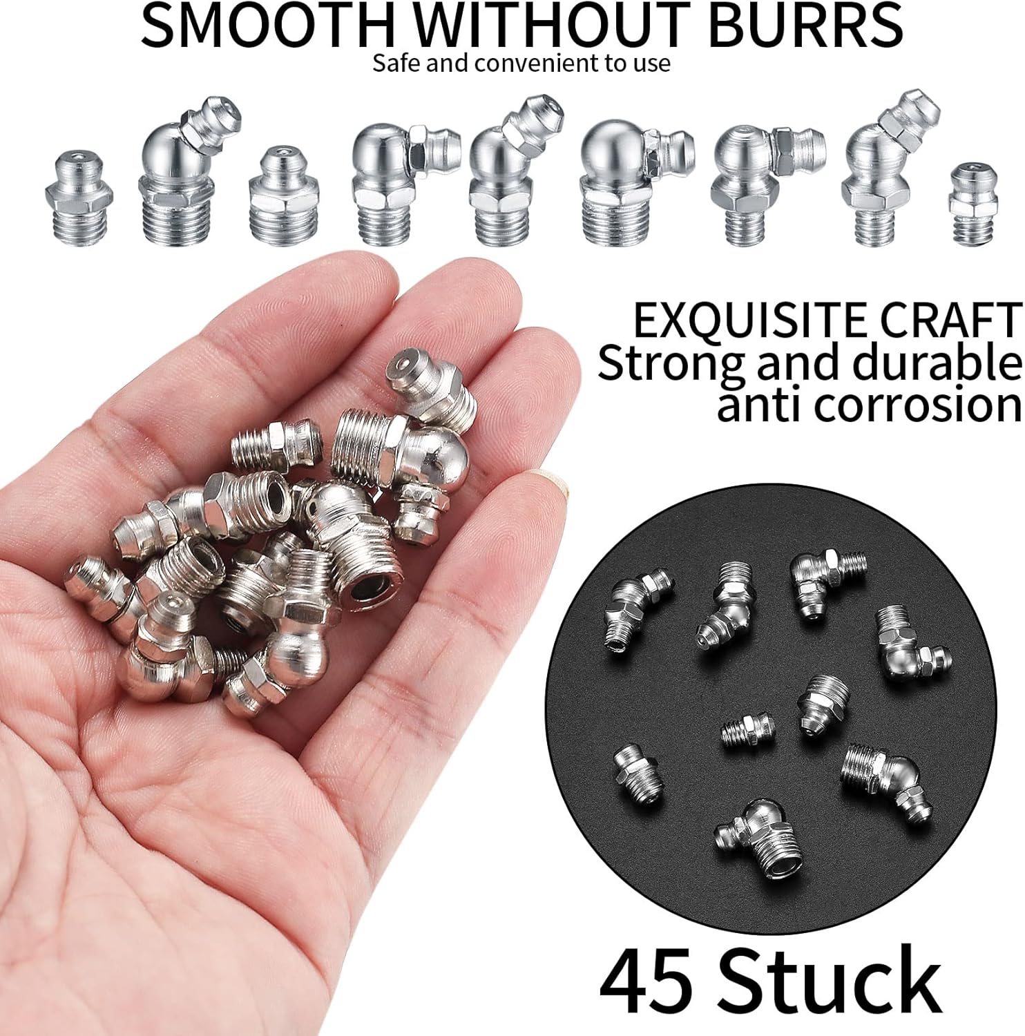 60 Pieces Screw-in Grease Nipple, M6 M8 M10 Grease Nipple Assortment ...