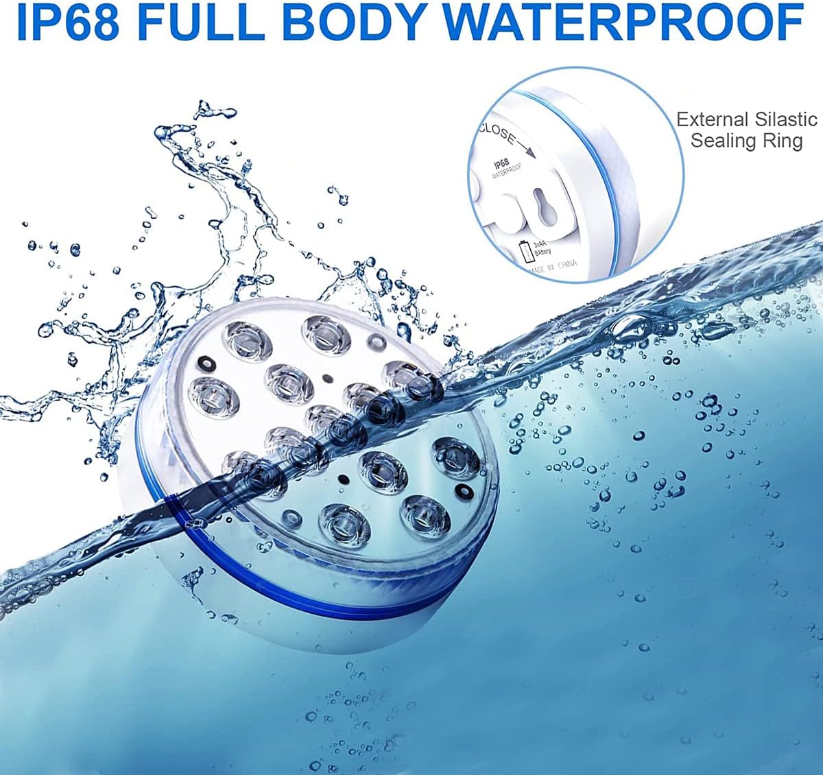 4 Pack Submersible LED Pool Lights for Above Ground Pools IP68 ...