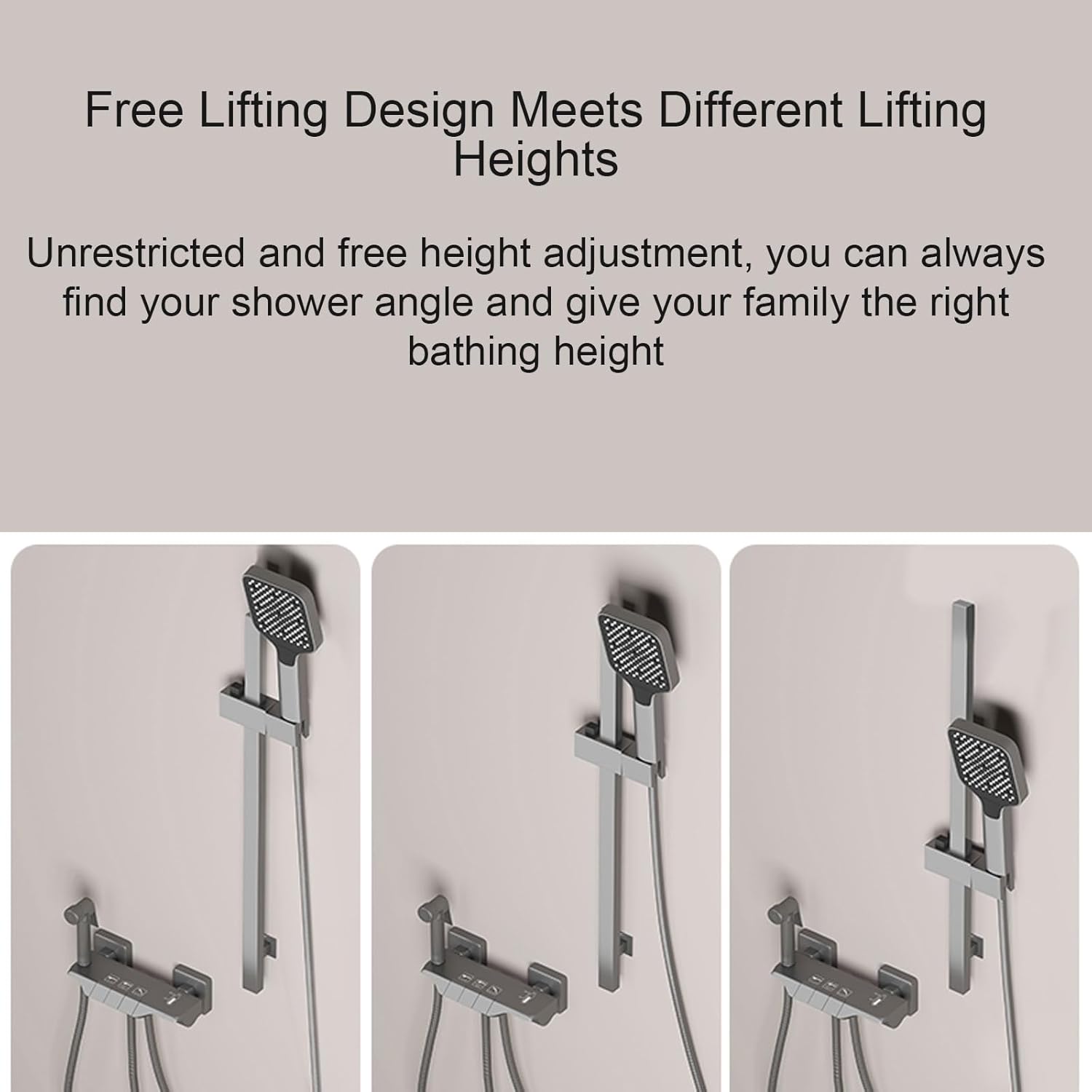 Shower Column, Shower Set with 50cm Height-Adjustable Shower Rail ...