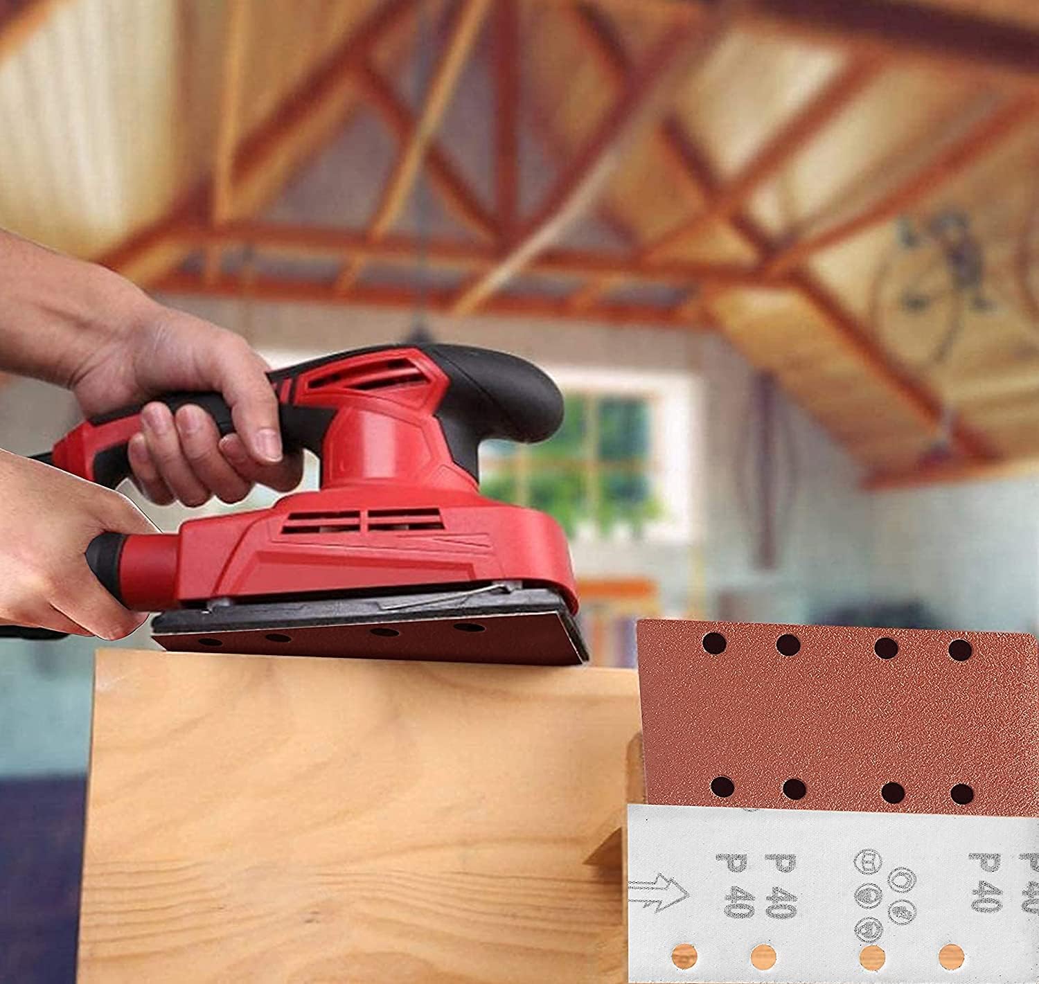 Pack of 50 abrasive sheets 93 x 185 mm - Square self-adhesive sandpaper ...