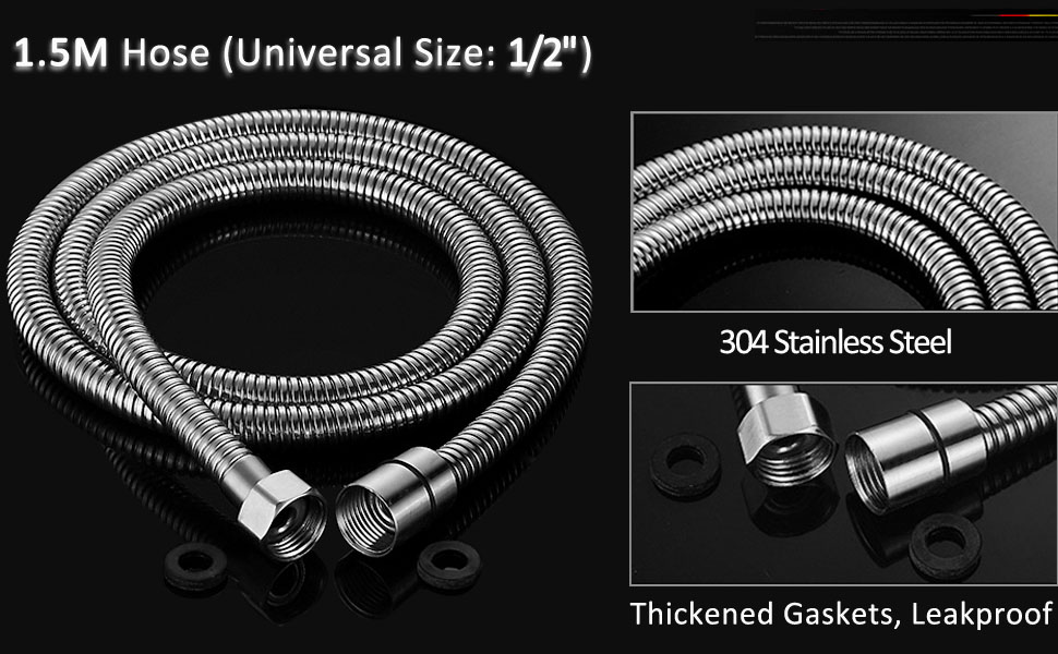 Flexible de douche universel (1,5 m), anti-torsion, anti-pliage, acier ...