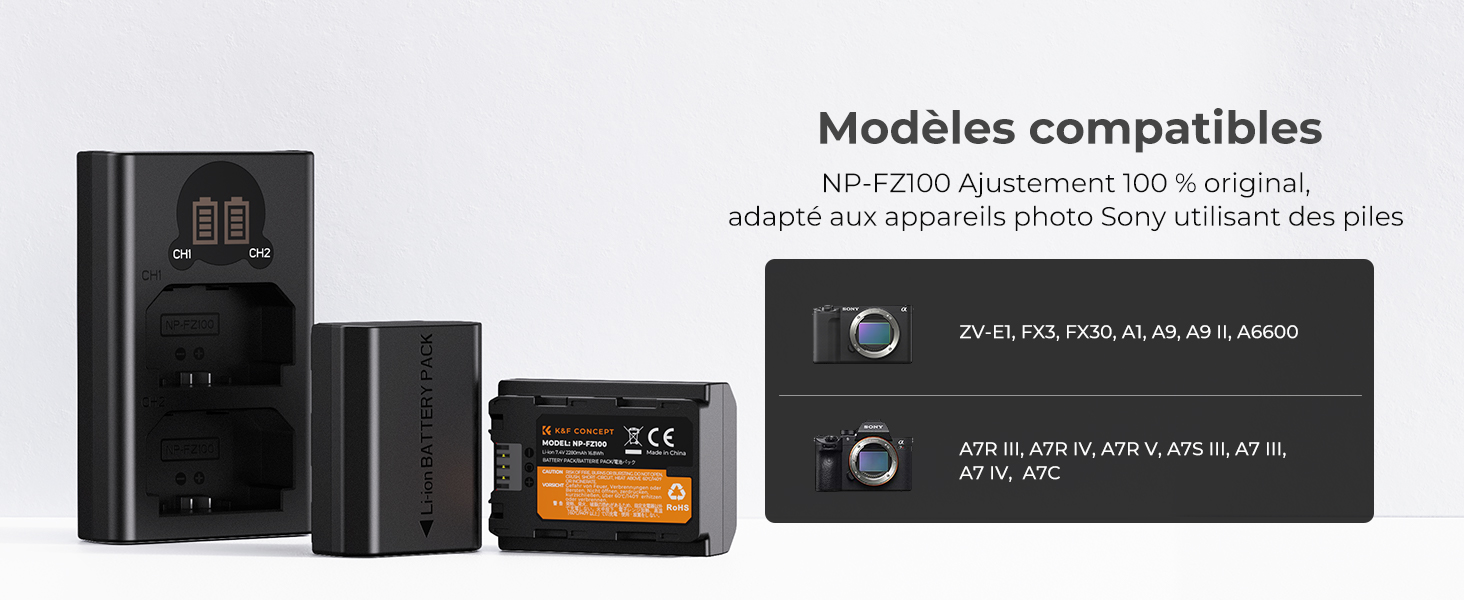 NP-FZ100 Batterie Chargeur avec Double Emplacement et écran LCD ...