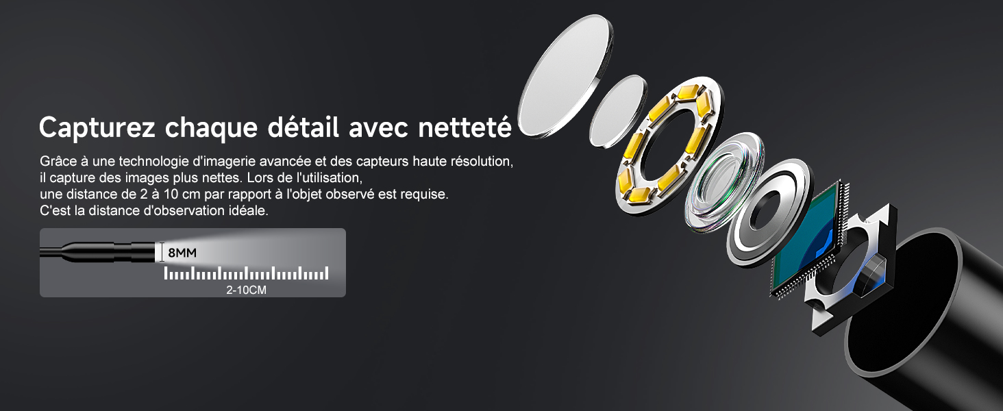 Vtizikl Endoscope HD 1080P avec 8 LEDs, Caméra d'Inspection 4,3" IP67 ...