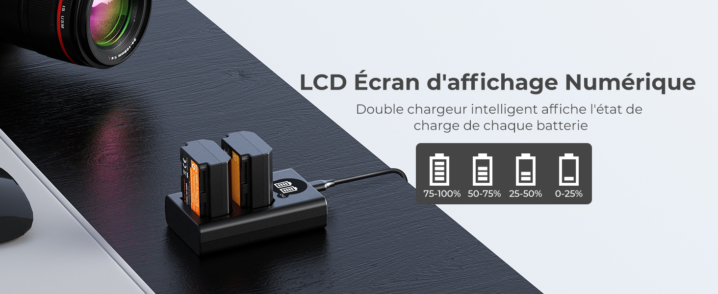 NP-FZ100 Batterie Chargeur avec Double Emplacement et écran LCD ...