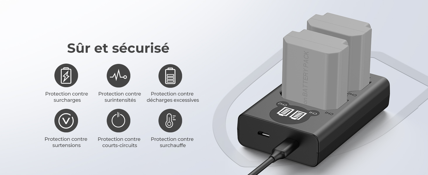NP-FZ100 Batterie Chargeur avec Double Emplacement et écran LCD ...