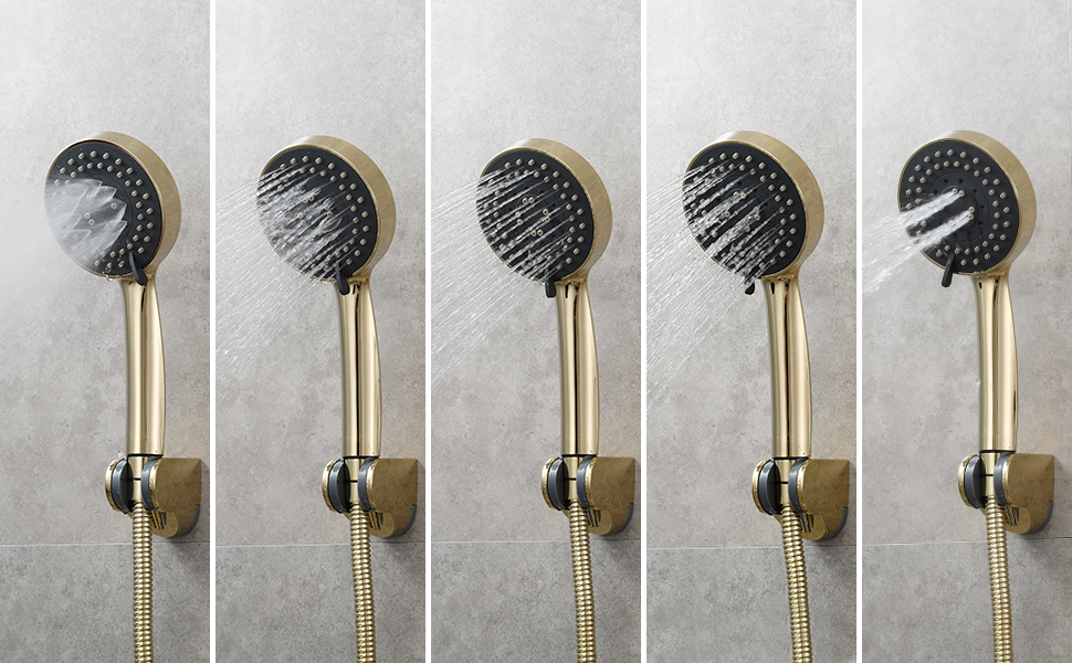 ZVD Gold Zirconia Shower Set made of plastic with 5-function high ...