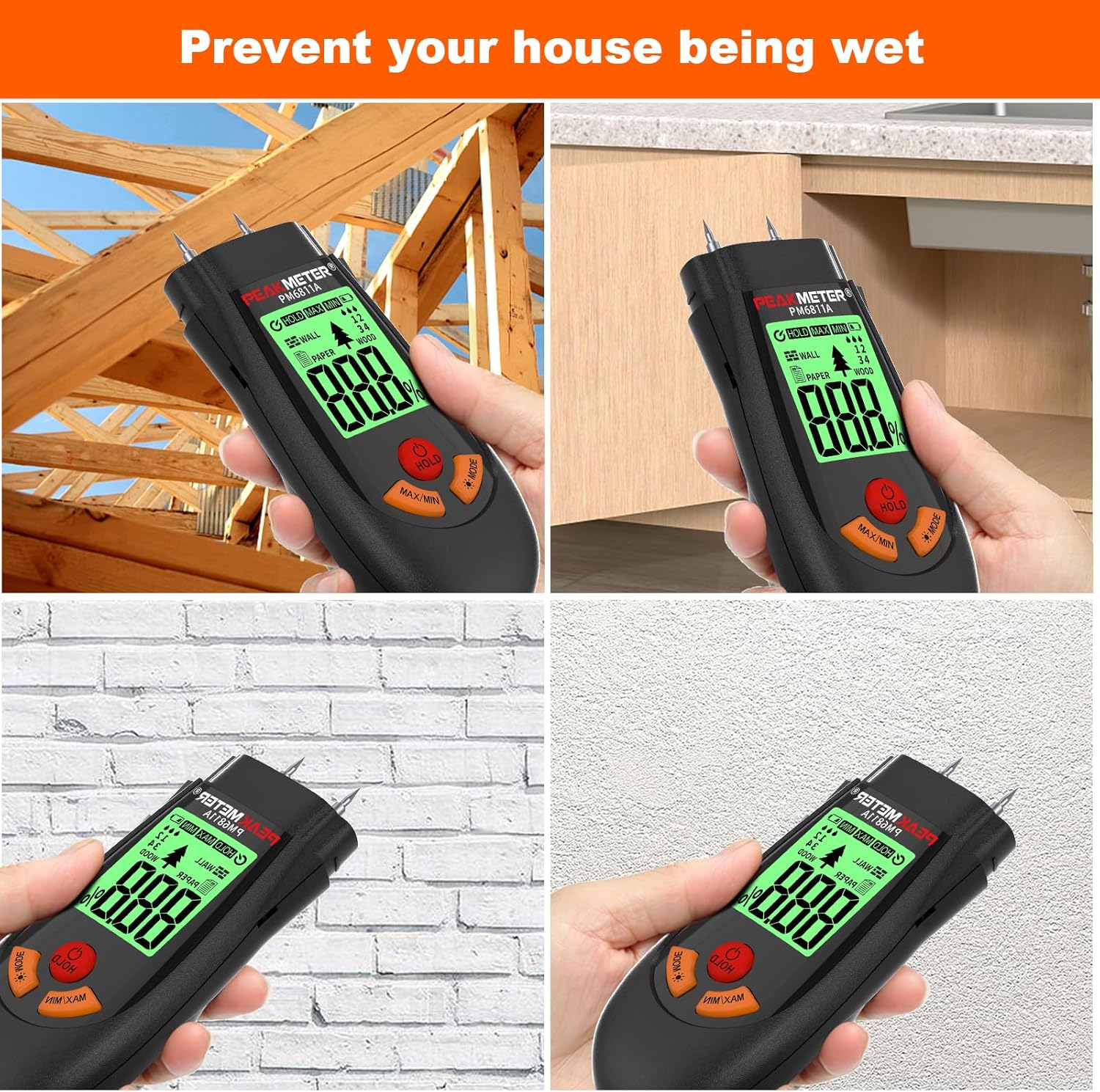 Testeur Humidité, humidimètre à broches (6 modes), peut mesurer ...