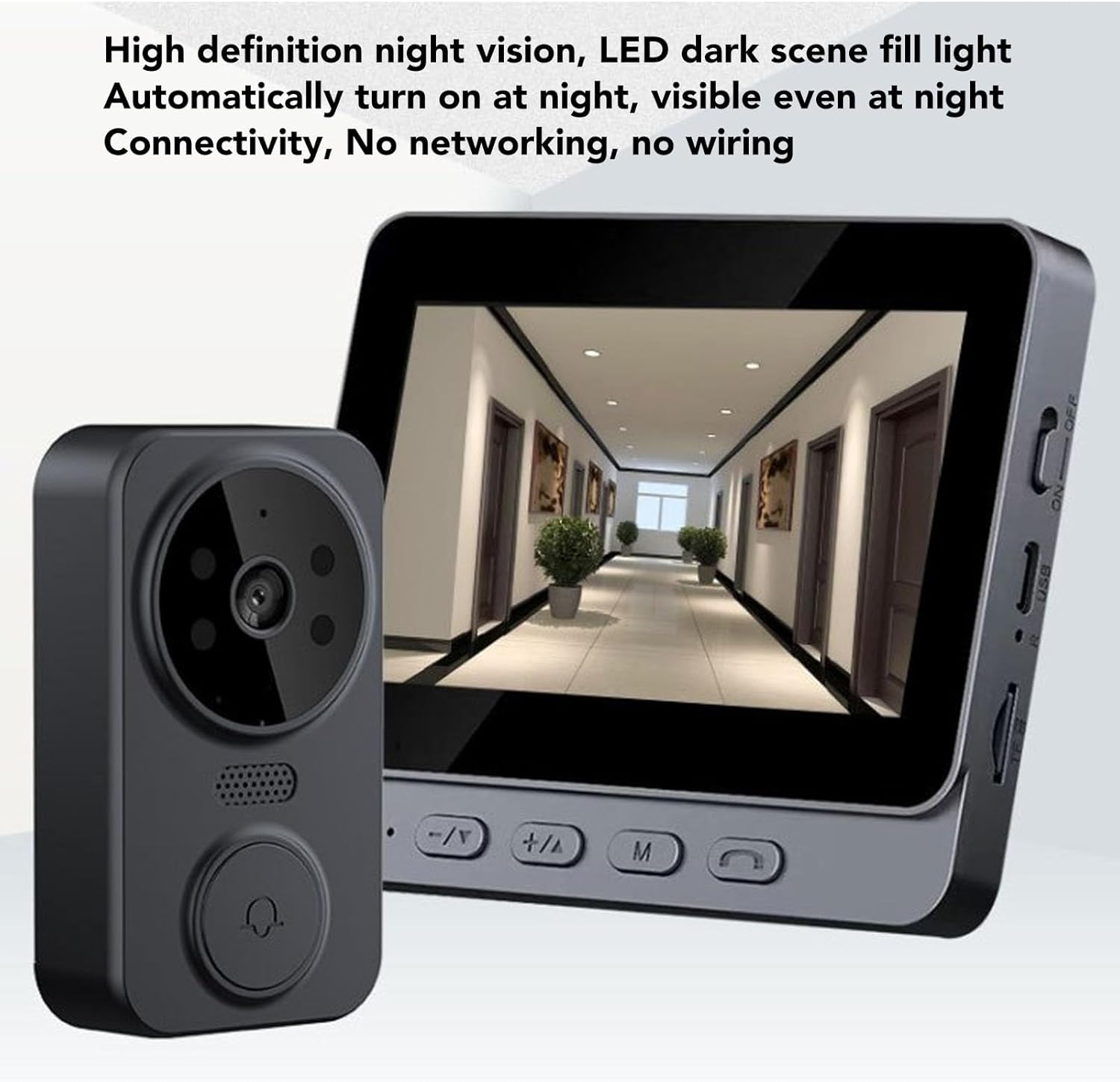 Security Video Doorbell, WiFi Video Doorbell Camera, with 4.3" IPS ...