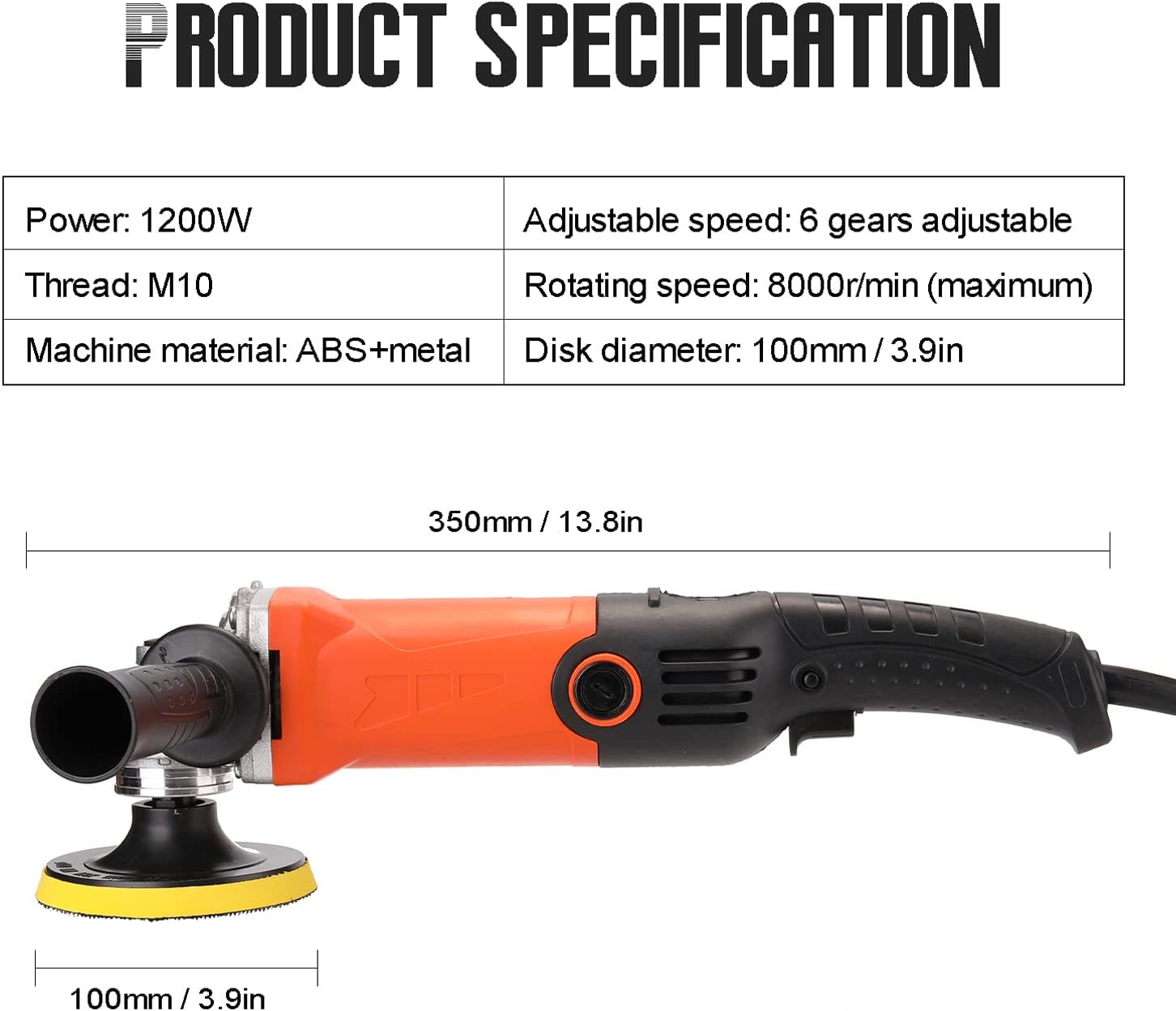 Polisseuse électrique de voiture à vitesse réglable 1200W 220V, Machine ...