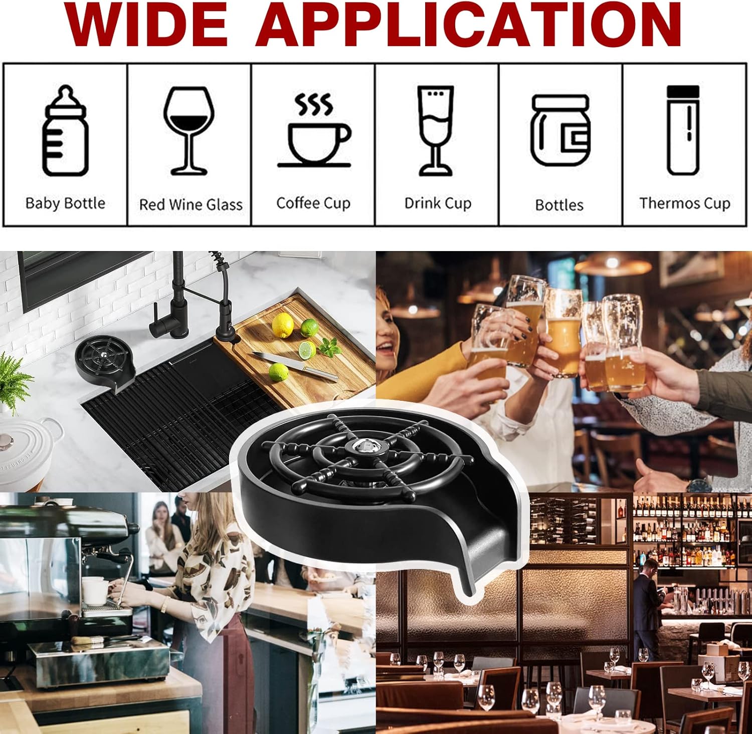 Sink Glass Washer, Stainless Steel Glass Washer with T-Joint and 80cm ...