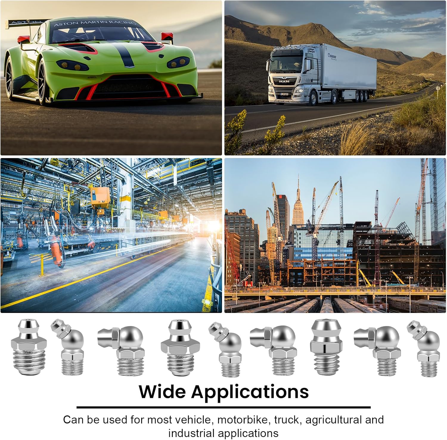 60 Pieces Screw-in Grease Nipple, M6 M8 M10 Grease Nipple Assortment ...