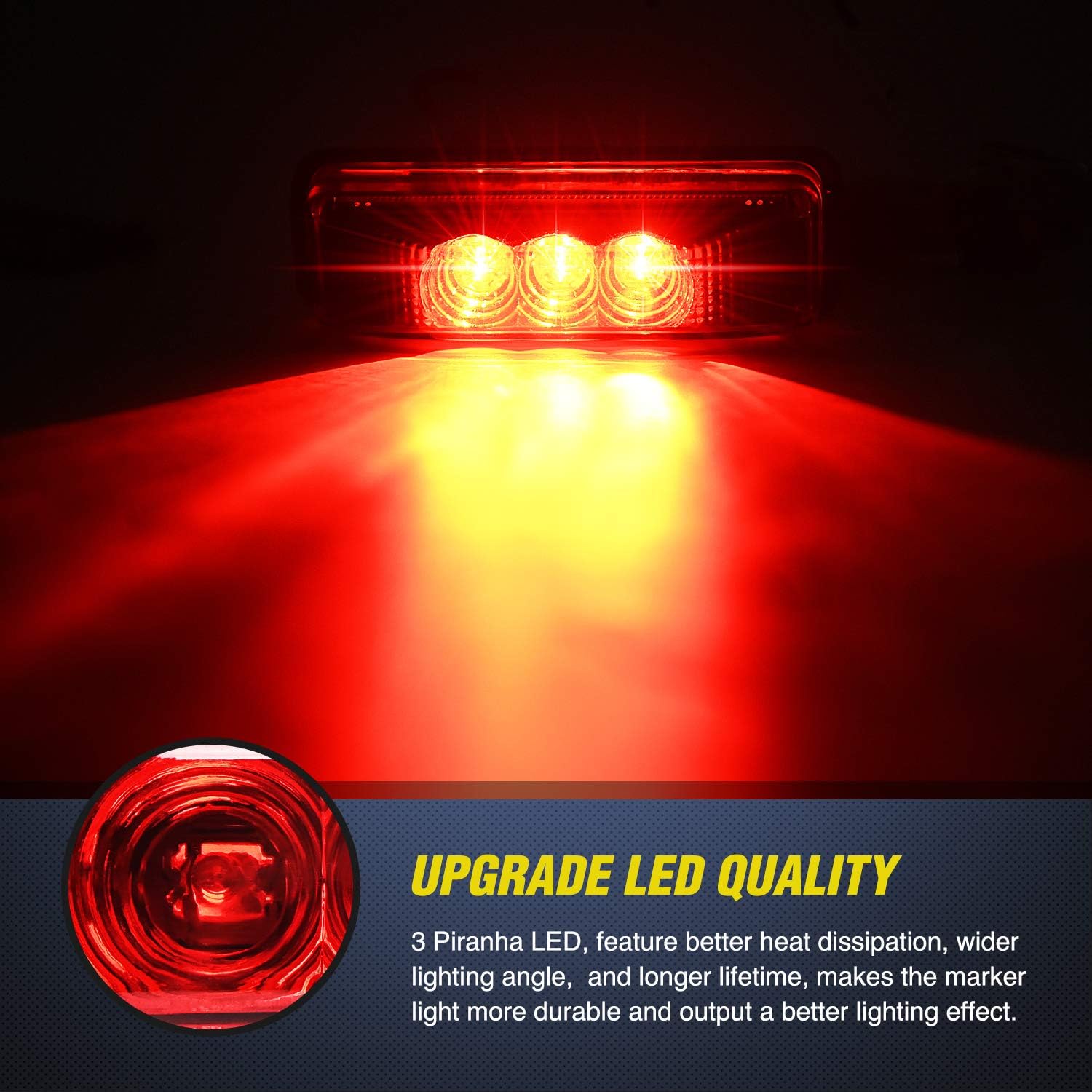 Set of 2 front and rear side marker lights with 3 red LEDs for trucks ...
