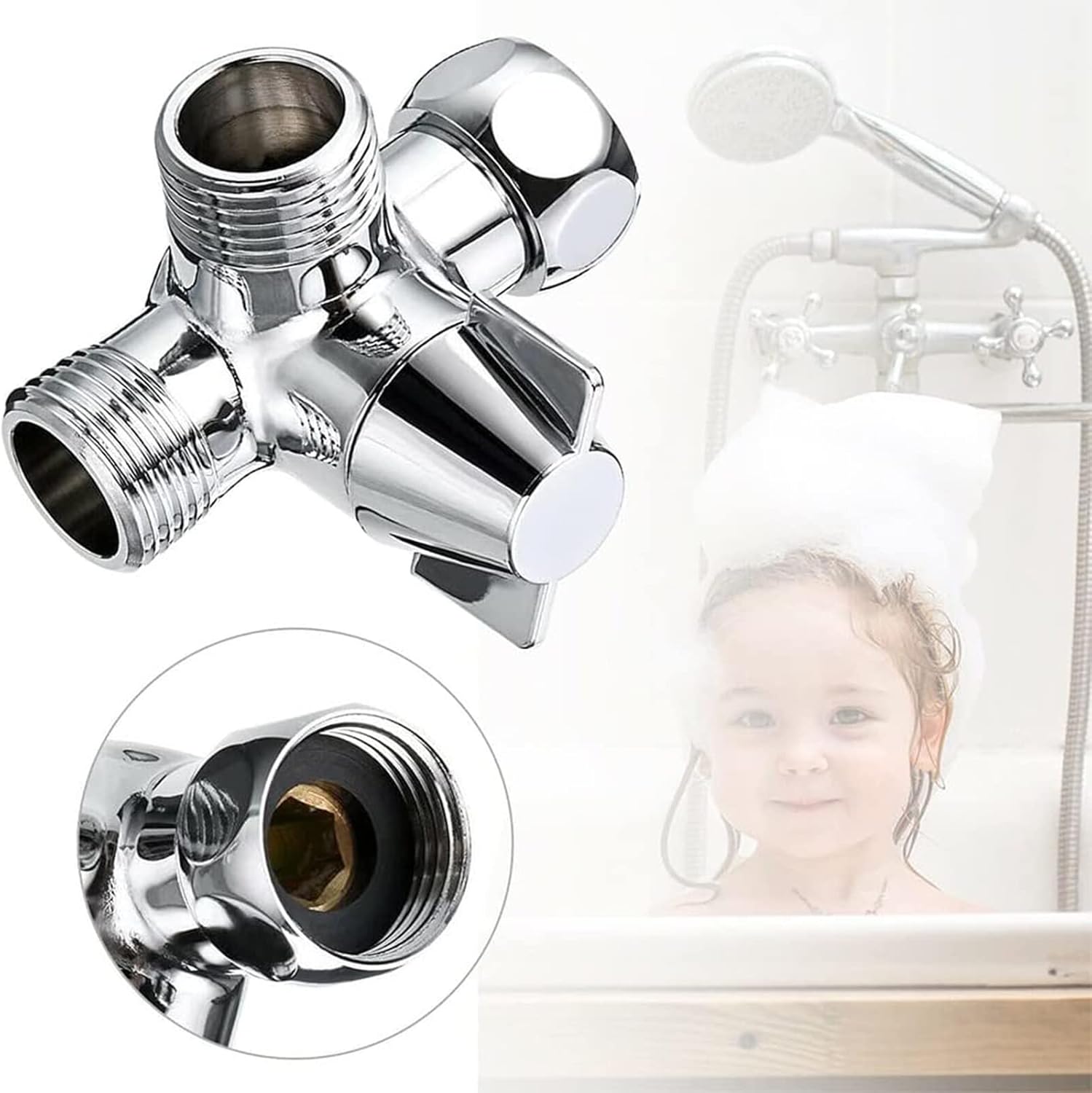 Solid Brass 3 Way Valve, 3 Way Diverter Switch Valve, 3 Way Shower ...