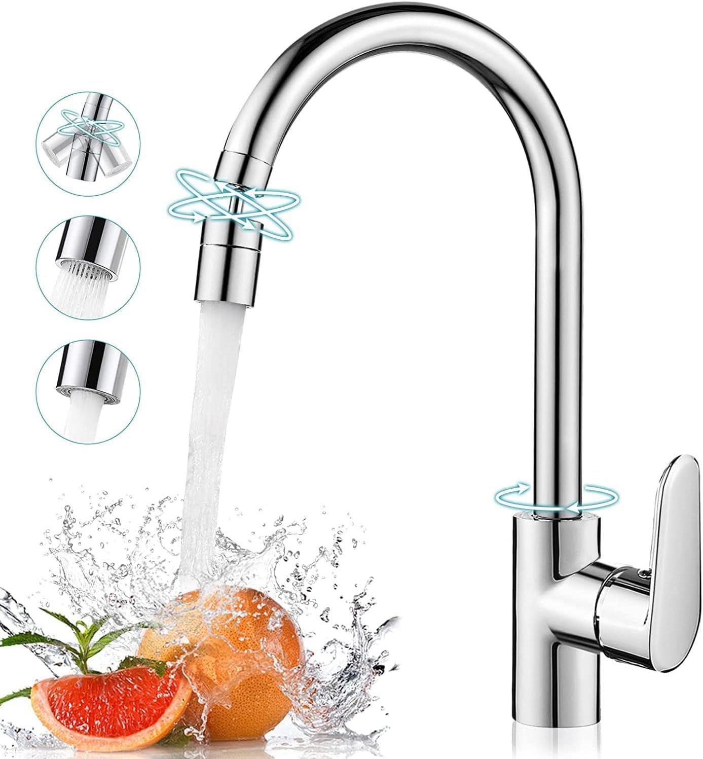 Kitchen Sink Basin Mixer Tap, Kitchen Mixer Tap 360 Swivel Spout with ...