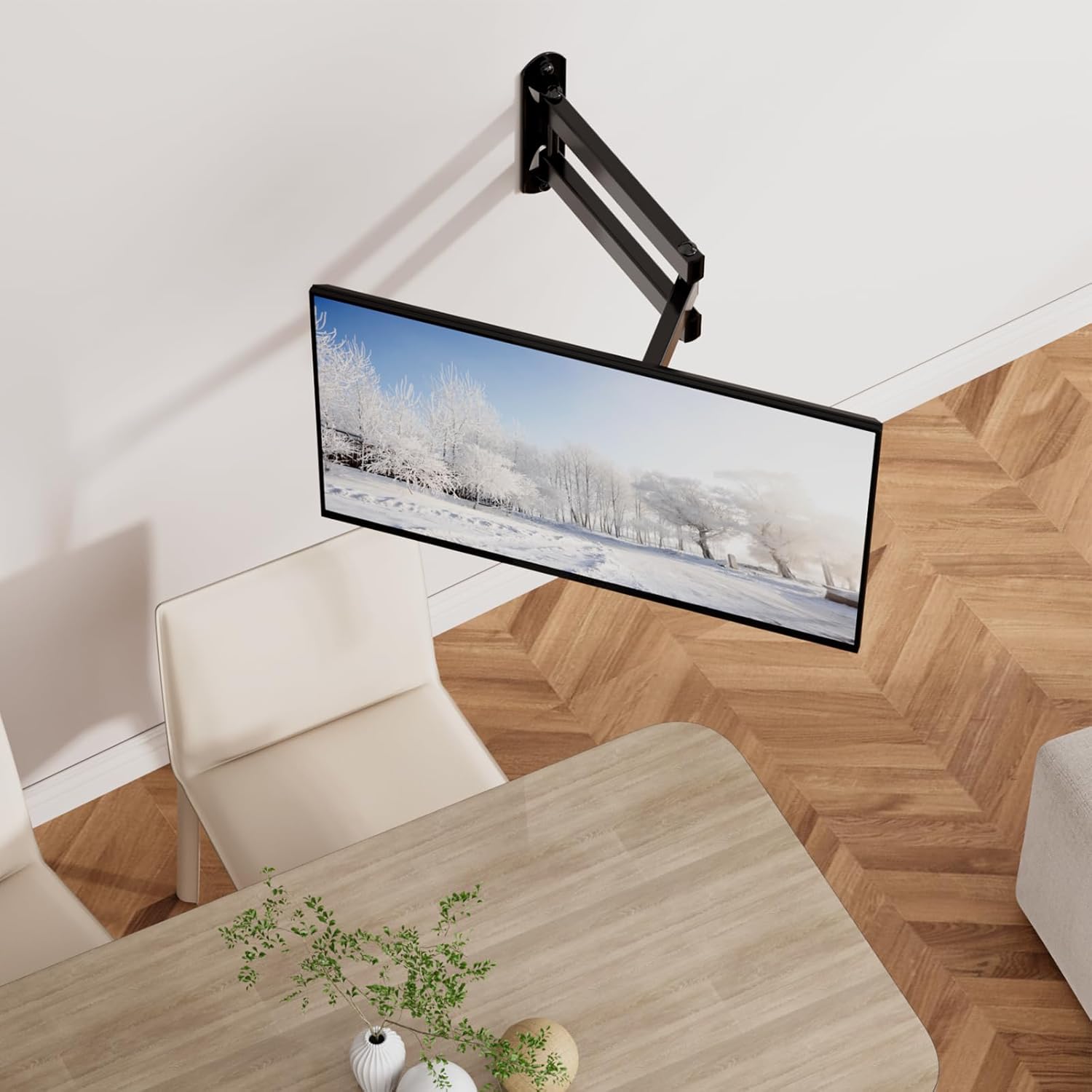 Support mural TV noir avec bras articulé extensible 15 pouces ...