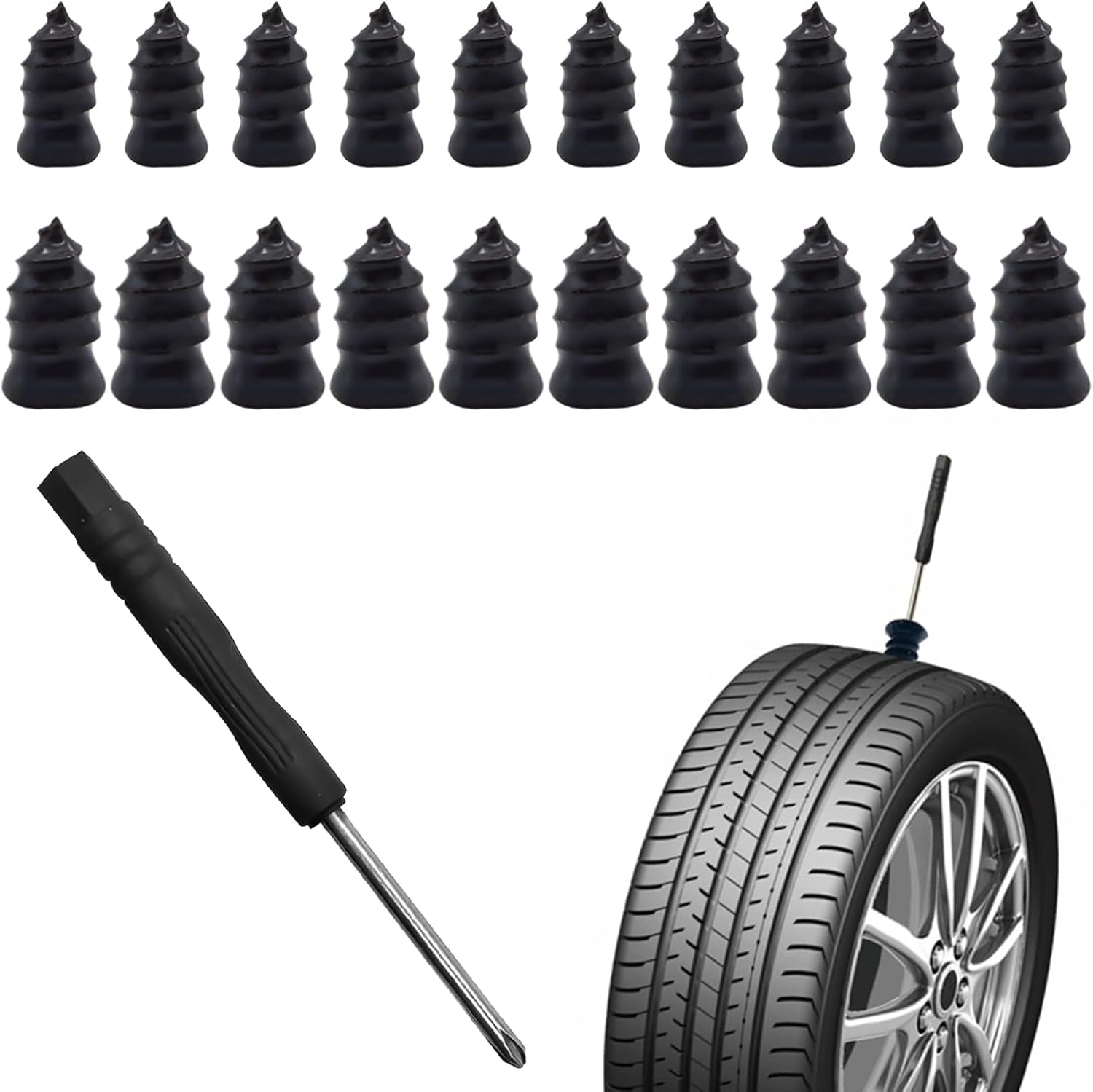 21 Pcs Tubeless Tire Puncture Repair Kit reparation pneu voiturewith ...