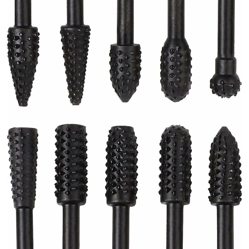 GABRIELLE 10 Pcs Fraise Metal Noir 6.3mm 1/4 Antirouille Acier Carbure ...