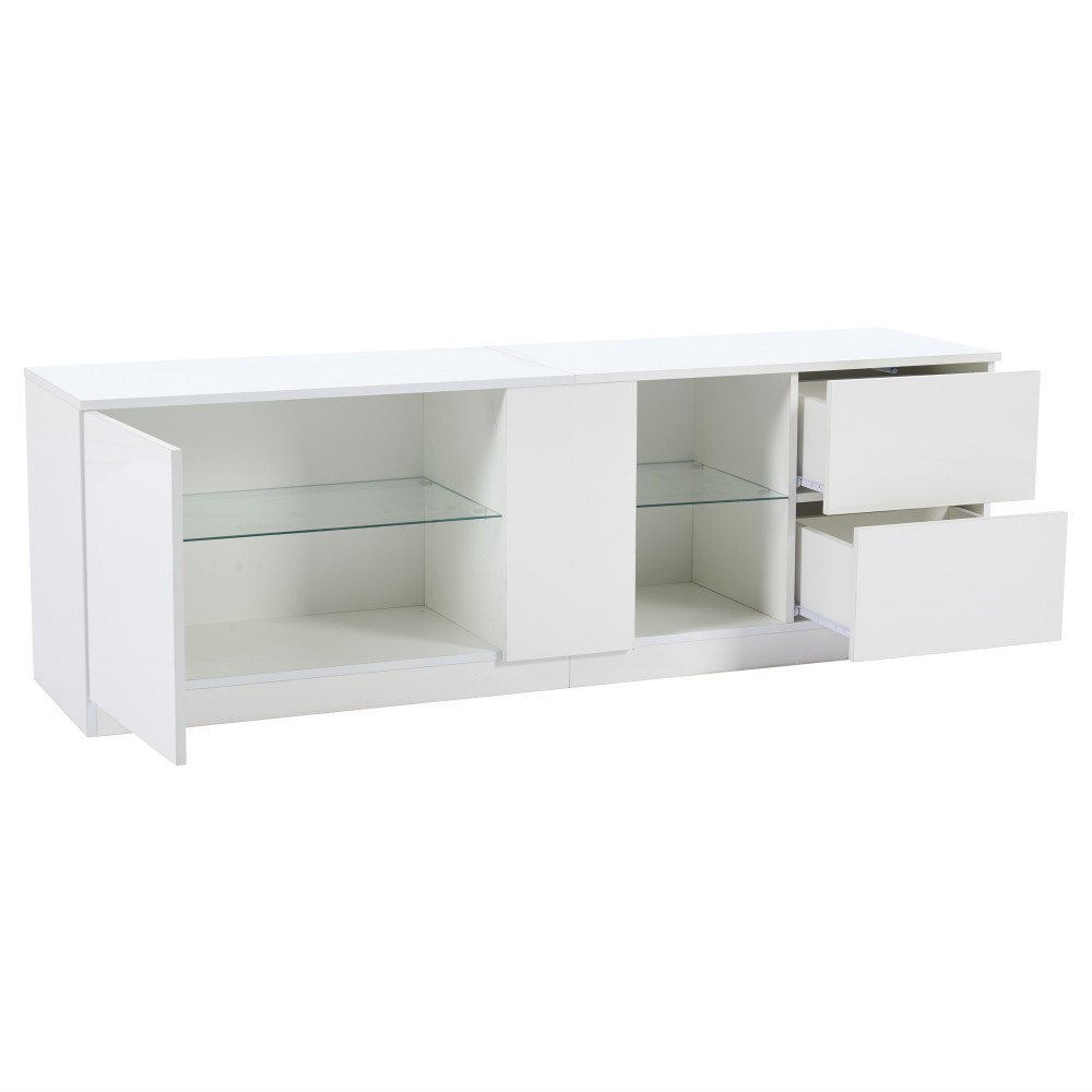 Meuble TV commode laqué brillant-éclairage LED-intégration TV 65"-pour ...