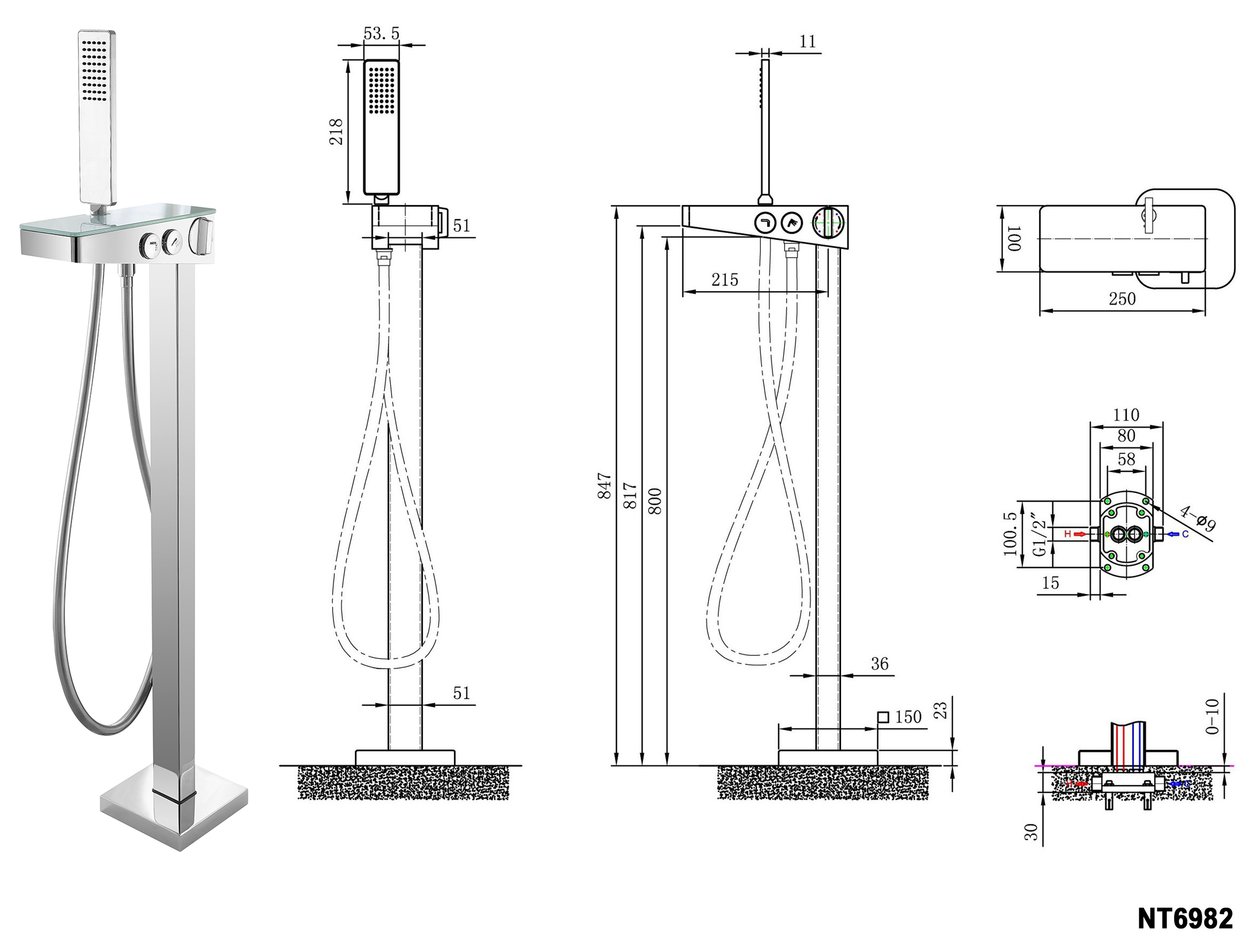 BERNSTEIN - Baignoire îlot rectangulaire design en acrylique pour salle ...