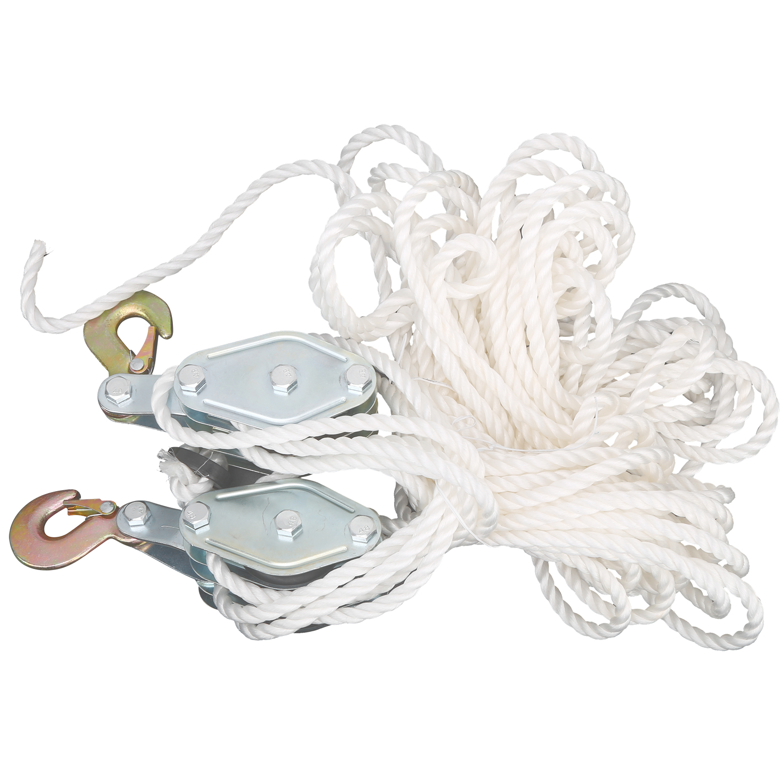 Système Poulie Levage avec Crochet Acier Galvanisé, Corde Nylon 20m ...