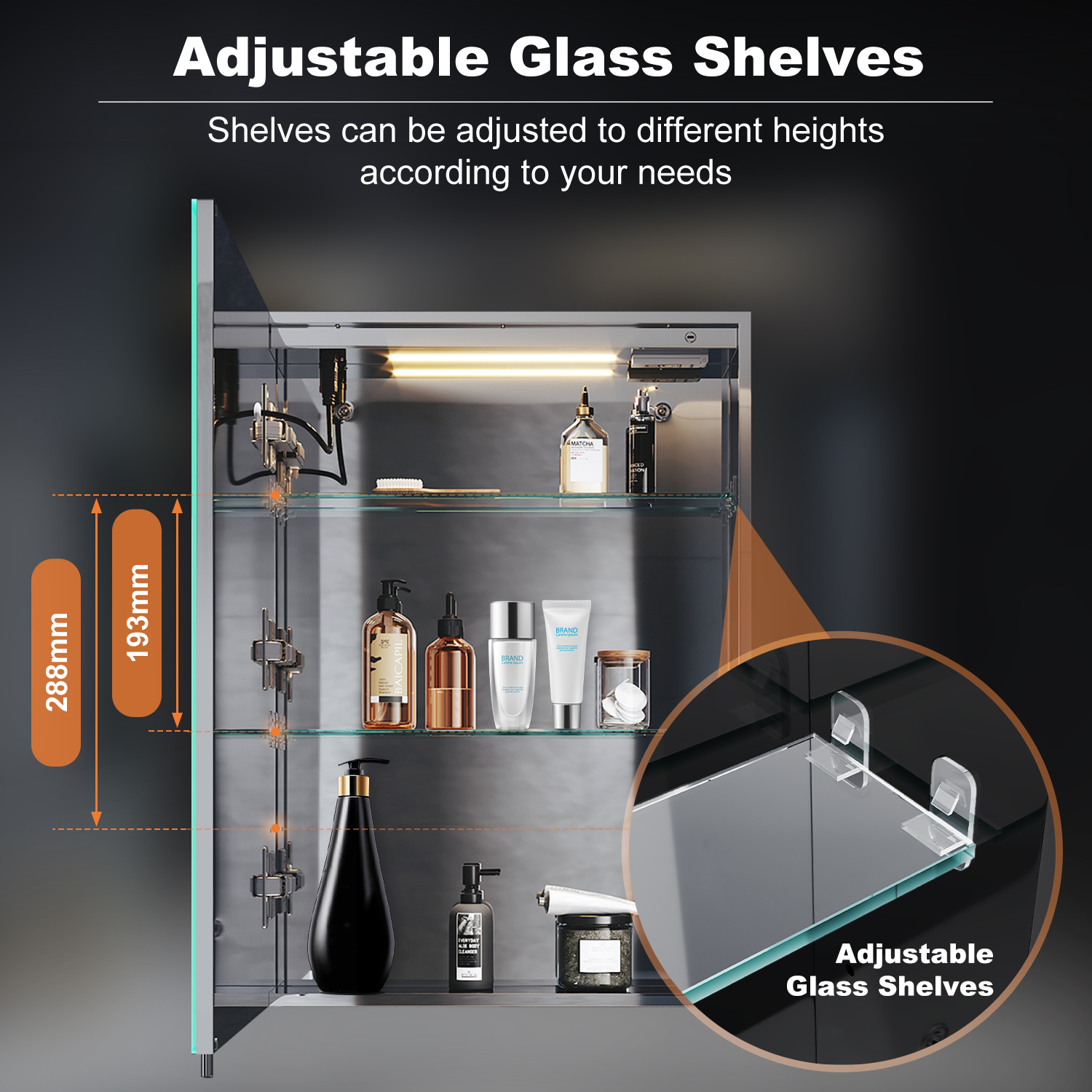 ELEGANT LED Illuminated Bathroom Mirror Cabinet with Shaver Socket ...