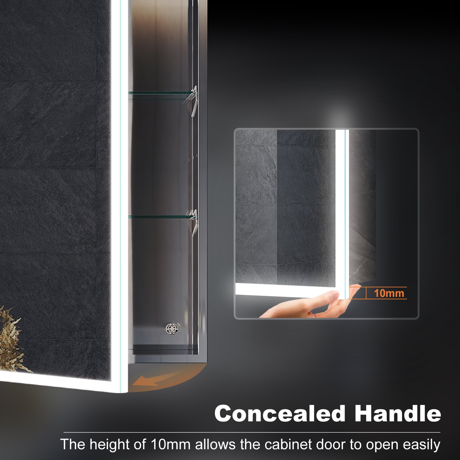 ELEGANT Bathroom Mirror Cabinet LED Illuminated Stainless Steel Cabinet ...