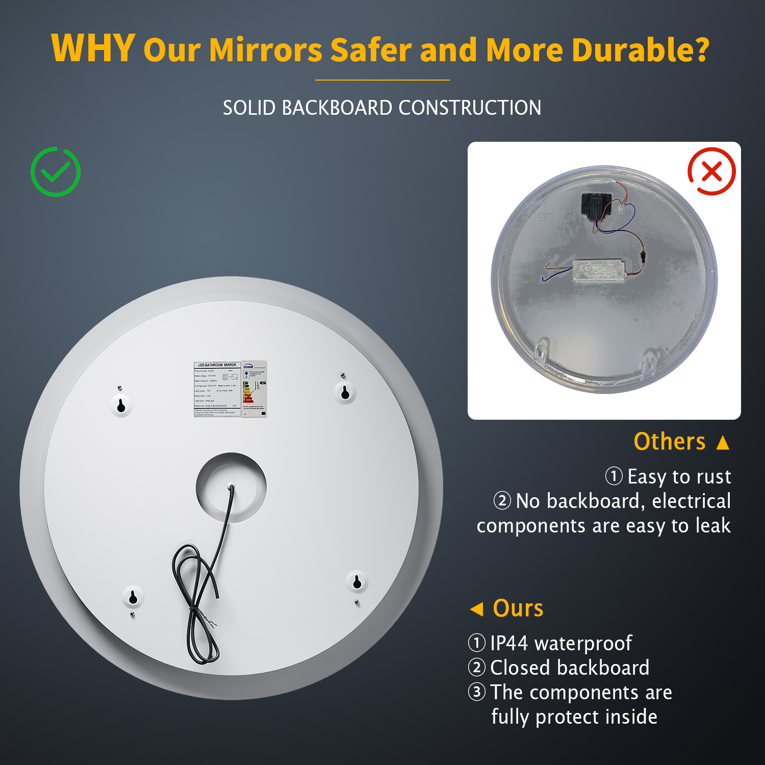 ELEGANT 600x600mm Modern Bathroom LED Mirror Illuminated LED Light ...