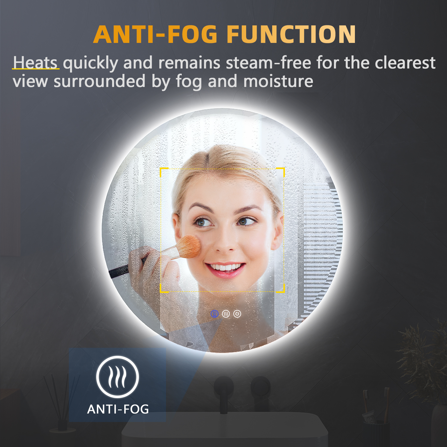 ELEGANT Round Bathroom Mirror with RGB Color Lights 600x600mm LED ...