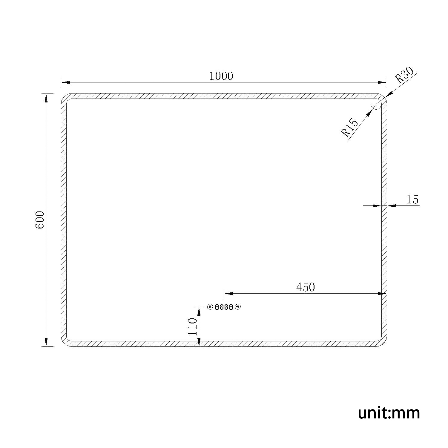 ELEGANT Bathroom Mirror with Clock Temperature Display Three Color Mode ...