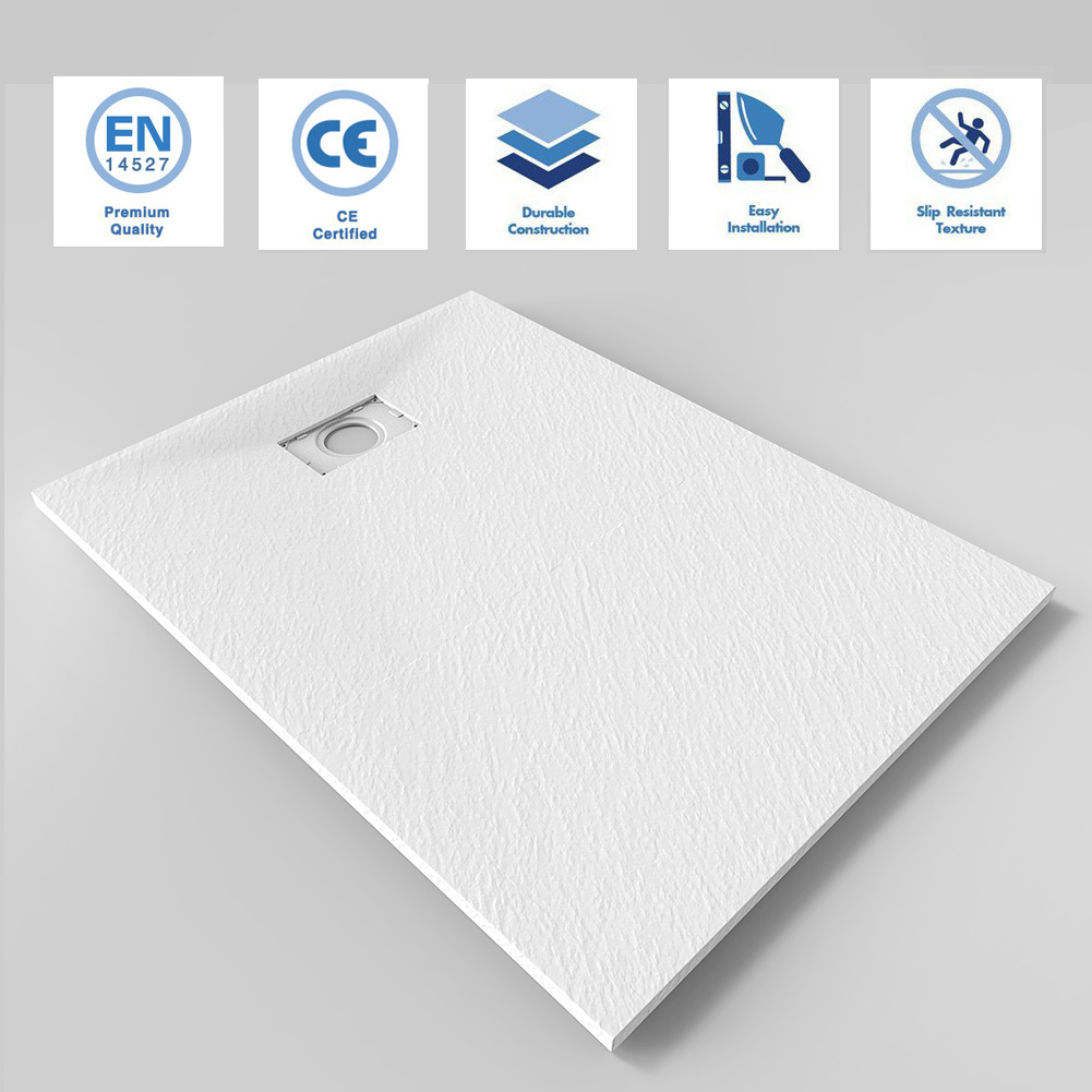 ELEGANT Low Profile Shower Tray White Anti Slip Shower Tray Rectangular ...