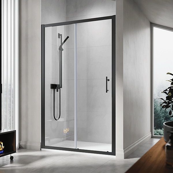 Elegant 1000mm Sliding Shower Enclosure Black Frame Shower Door 6mm