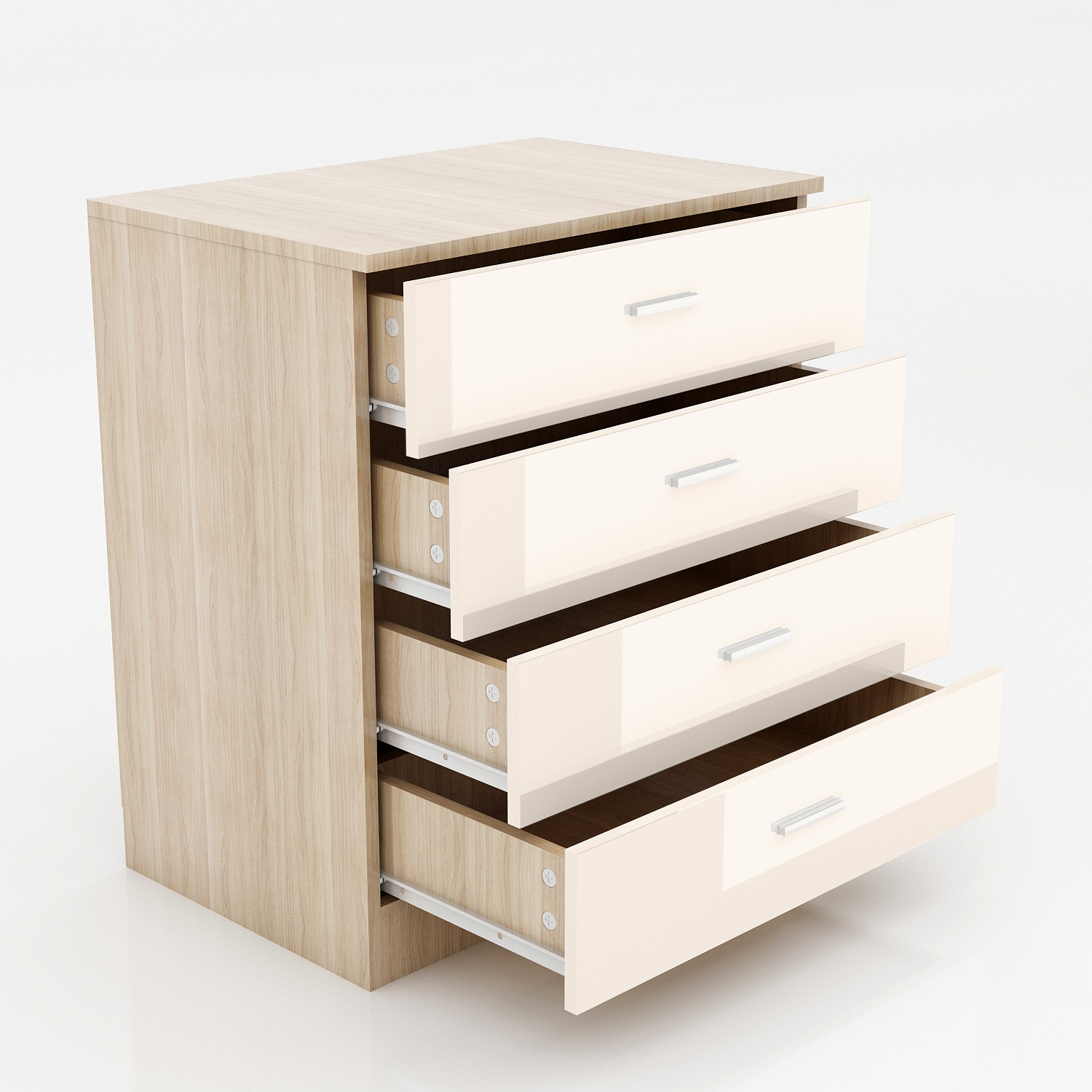 ELEGANT Modern 4 Drawer Chest of Drawers with Metal Handles Bedroom 685 ...
