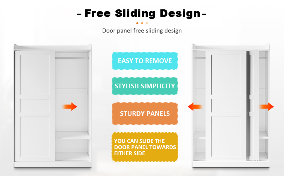 ELEGANT White Sliding Wardrobe 2 Door Bedroom Closet Solid Wood Style ...