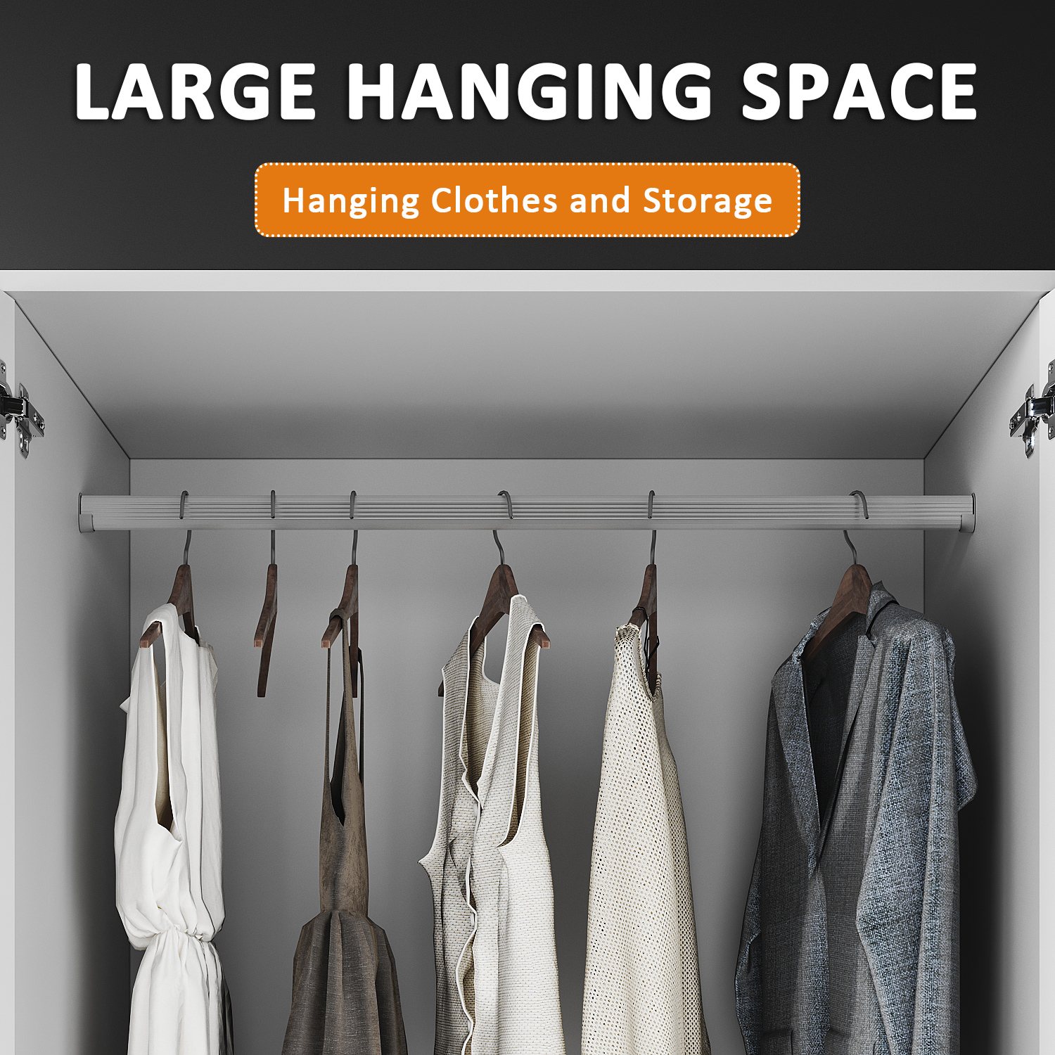 ELEGANT Soft Close Wardrobe Double 2 Doors Wardrobe with Shelves and ...