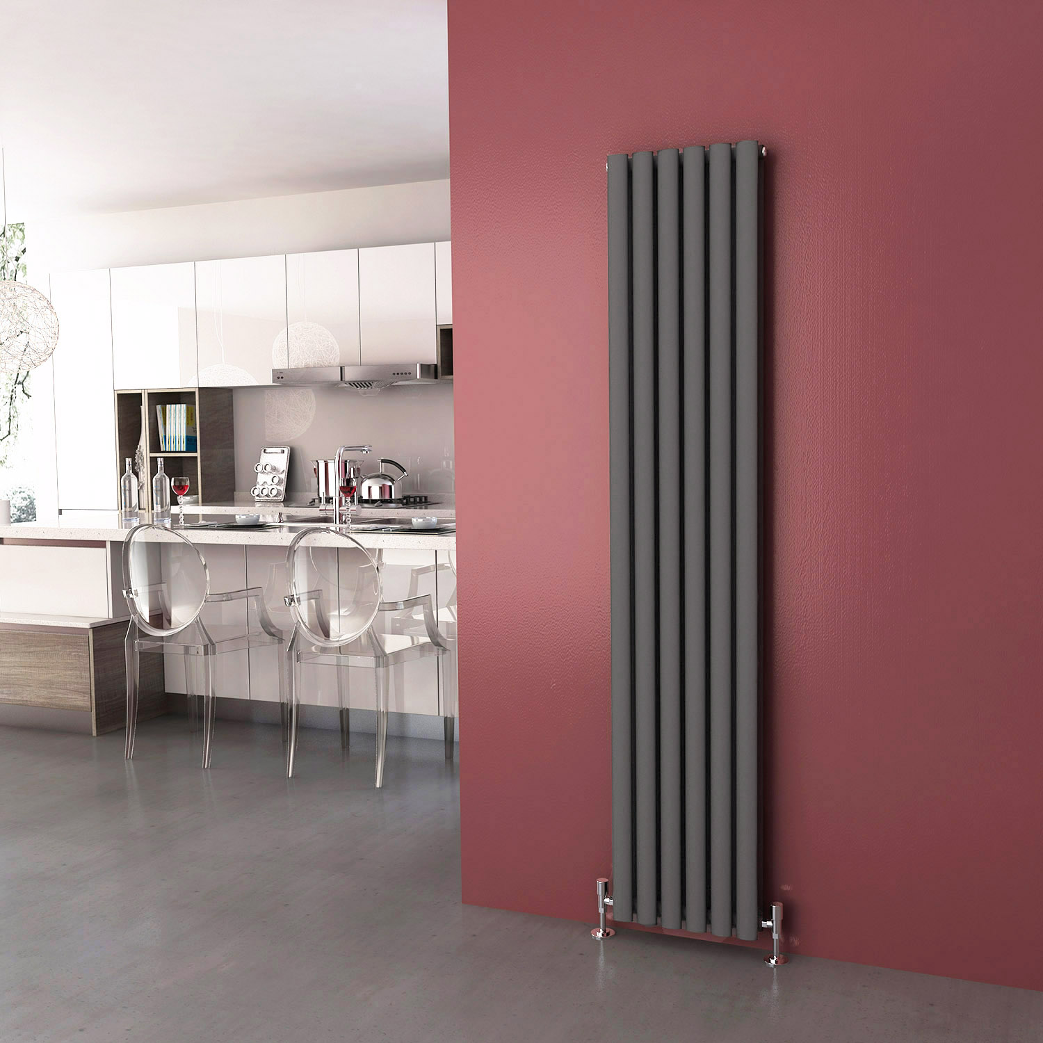 ELEGANT 1800x360mm Modern Anthracite Vertical Tall Column Radiator ...