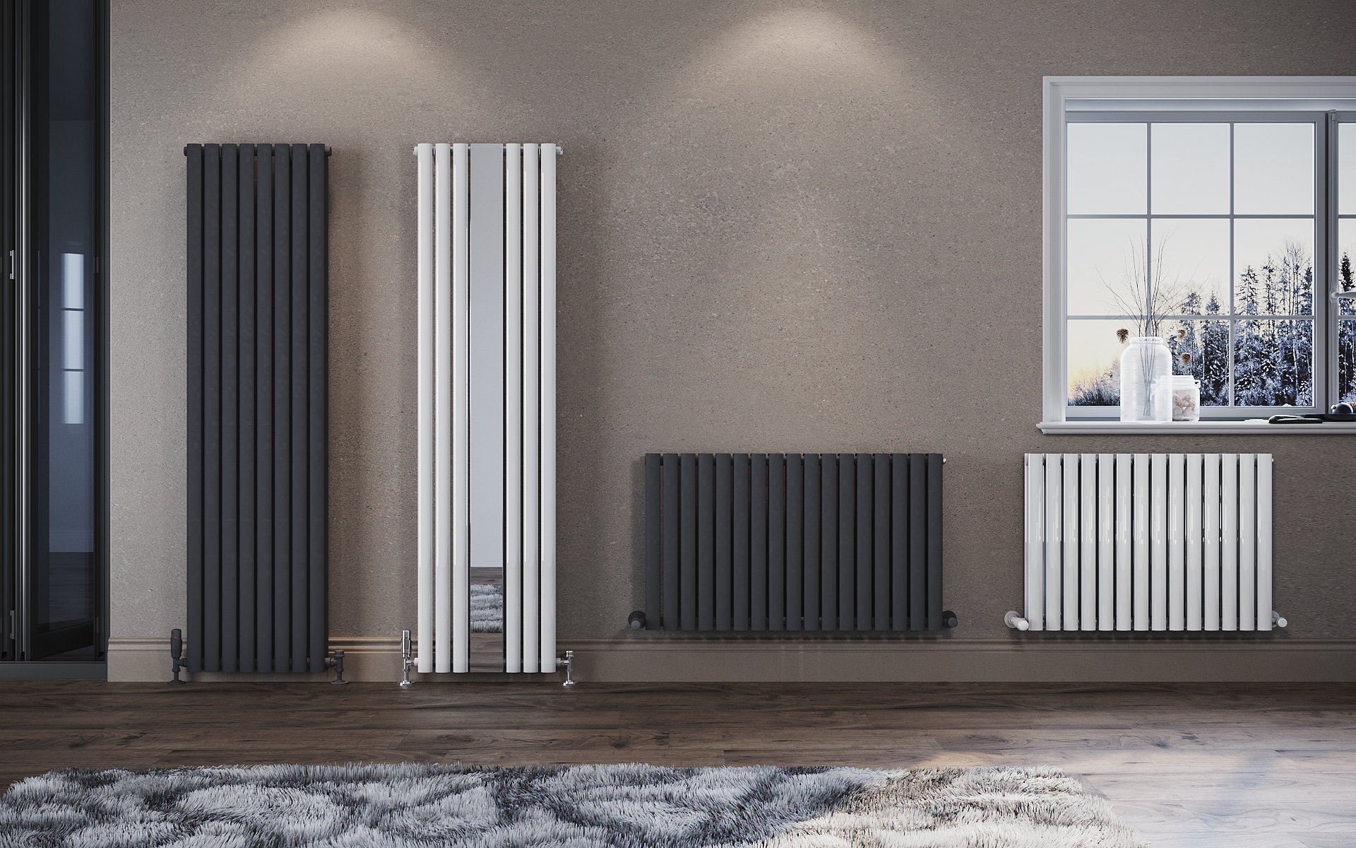 ELEGANT Anthracite Angled Thermostatic Radiator Valve Set TRV Radiator ...