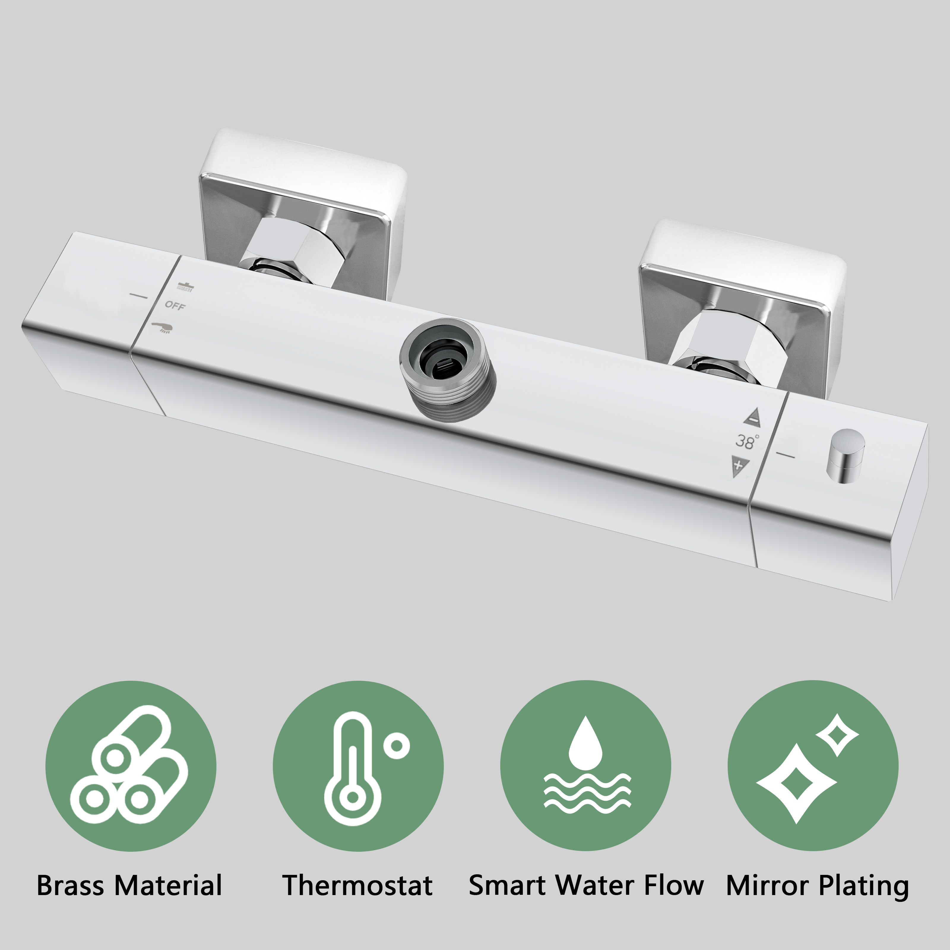 Biubiubath Thermostatic Mixer Shower Bathroom Rainfall Dual Head ...